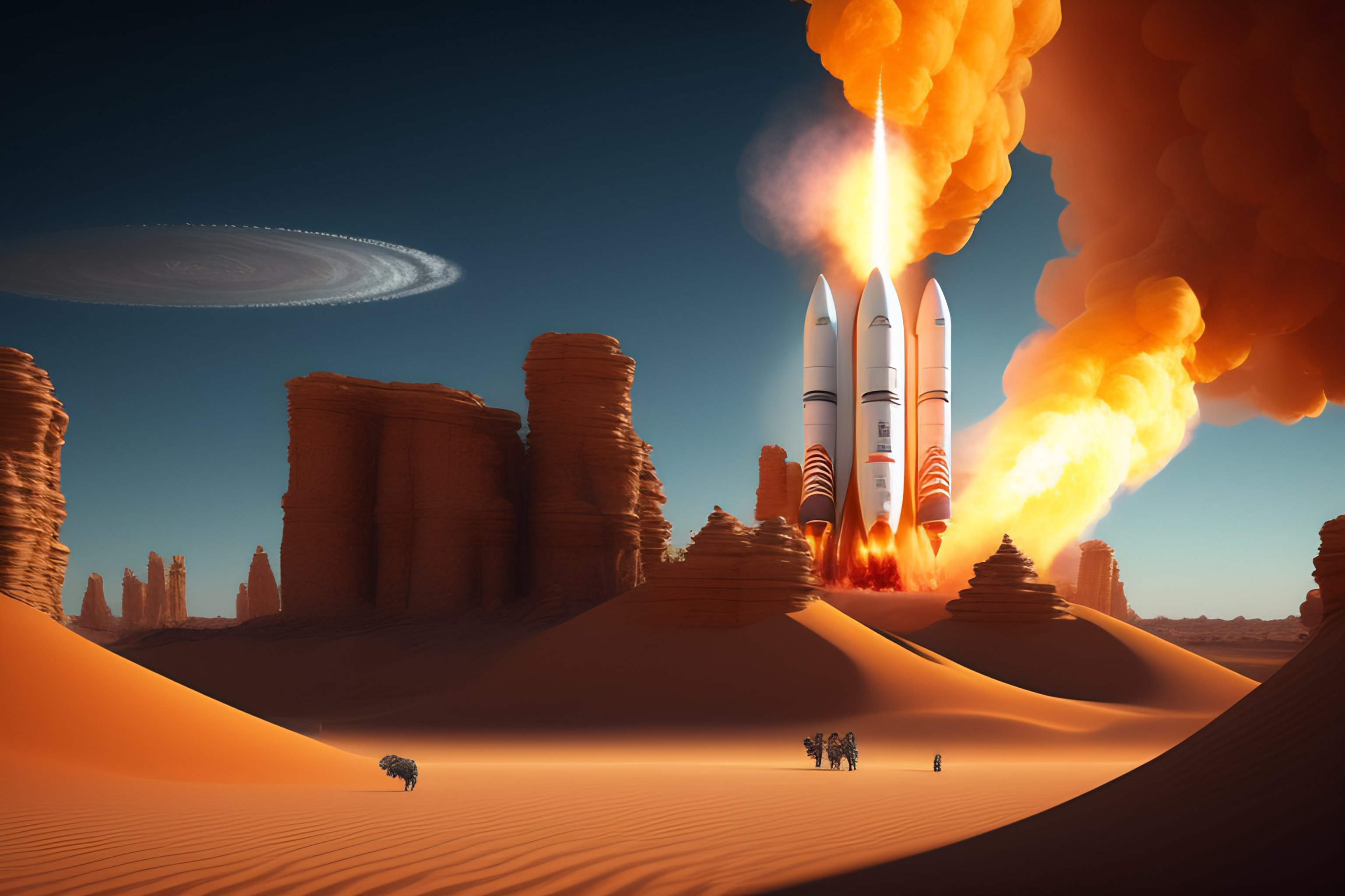 Lexica - A rocket blasting off into space, octane render, highly ...