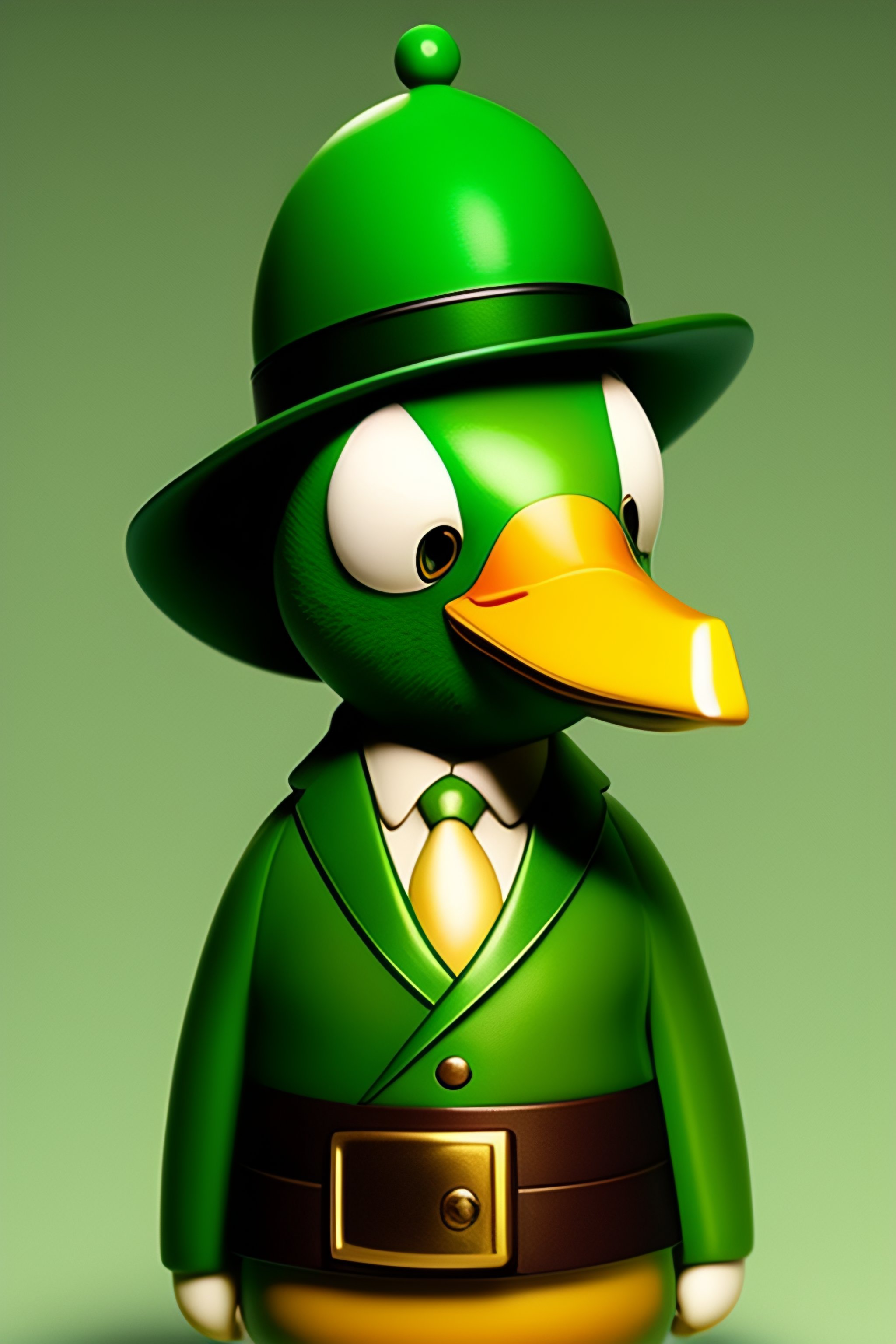 Lexica - A green duck holding a hat, made by hayao miyazaki, anime style