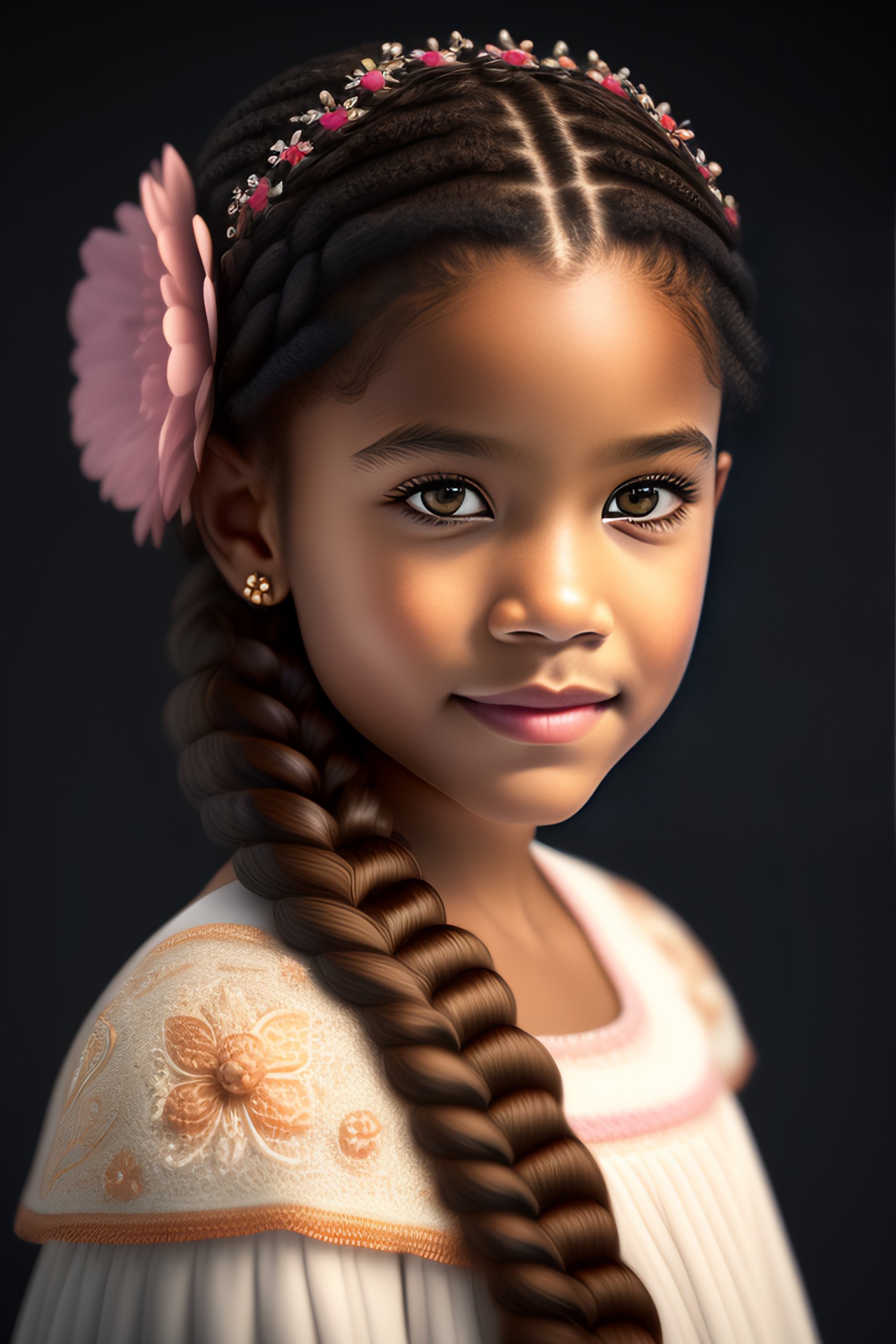 Lexica - Photo realistic closeup portrait of sweet little girl, braided ...