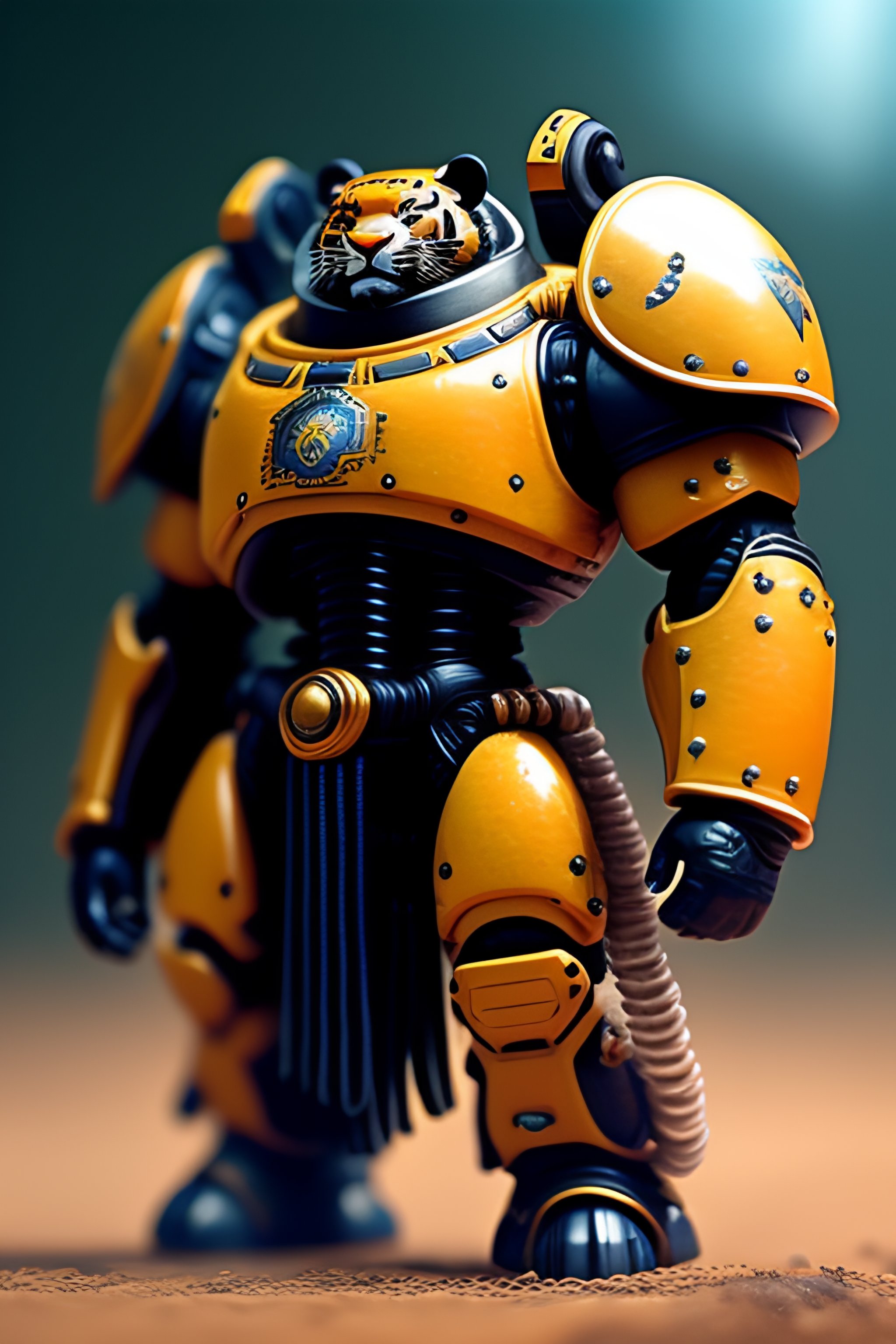 Lexica - Bipedal tiger space marine in heavy servo armor wielding a ...