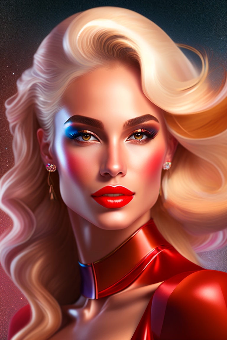 Lexica - Portrait of a beauteous women, blond with some glitter in her ...