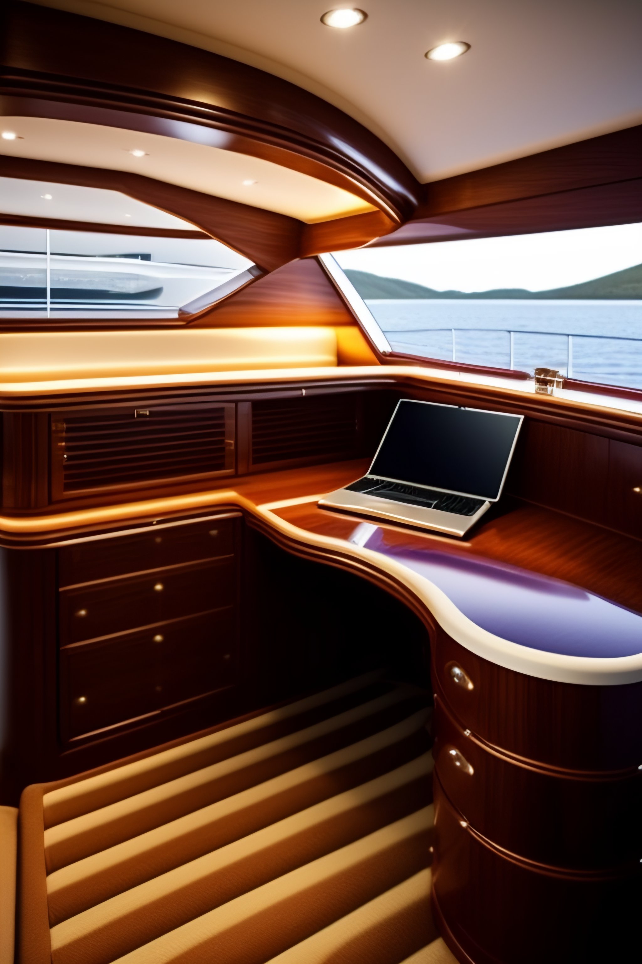 Lexica - Elegant office desk in a yacht