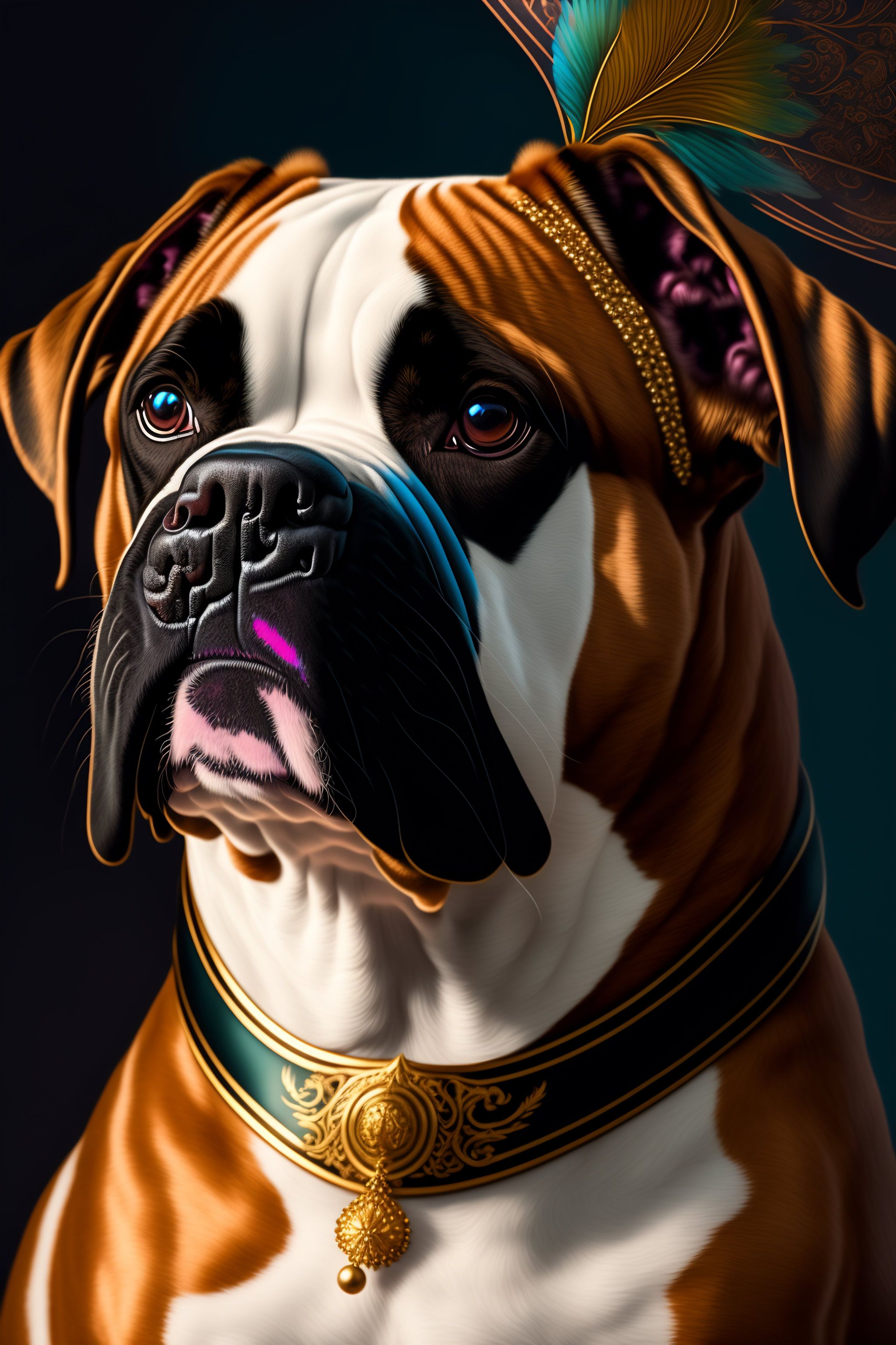Lexica - Centered detailed portrait of a masked boxer dog wearing a ...