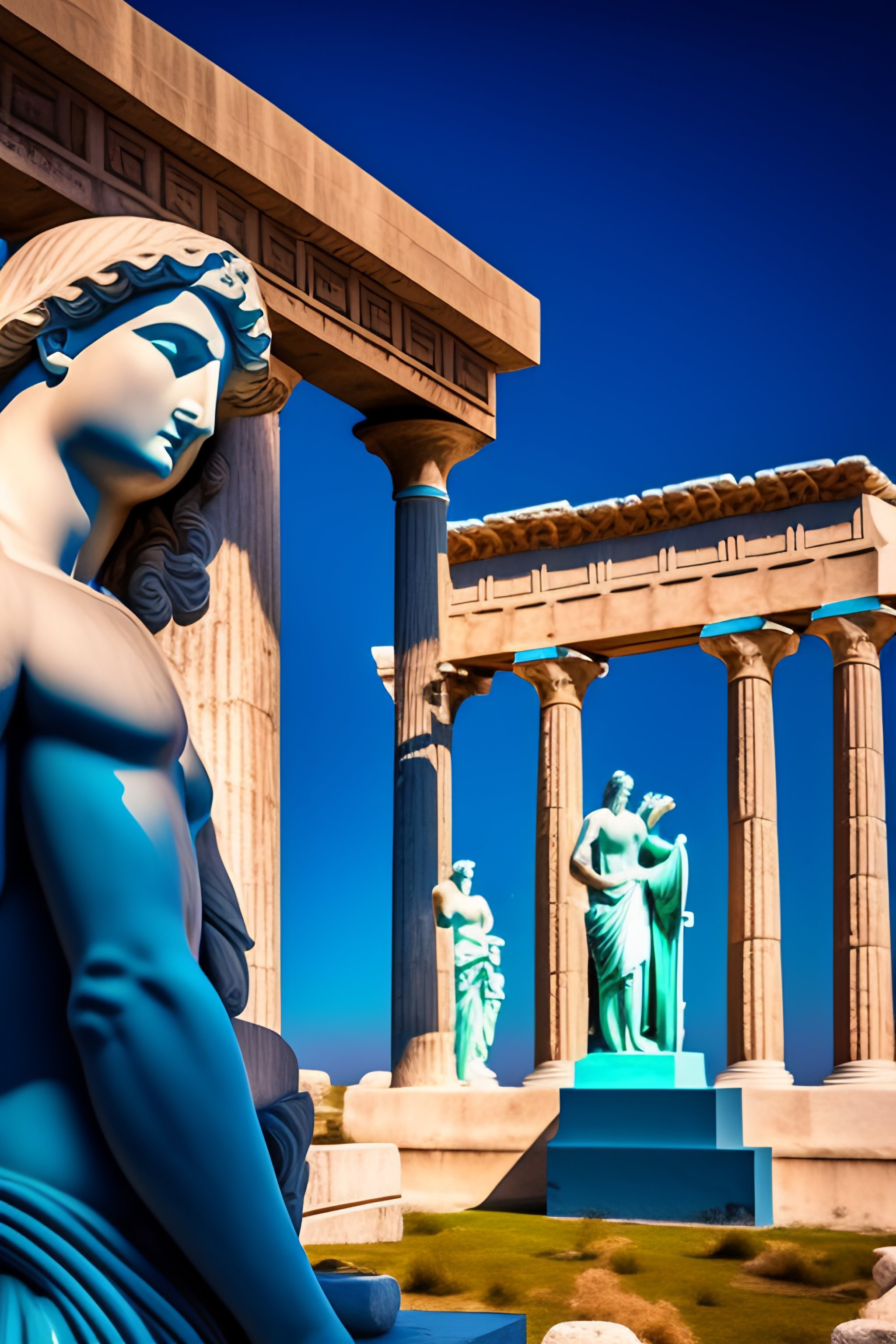 Lexica - Greek statues with blue background