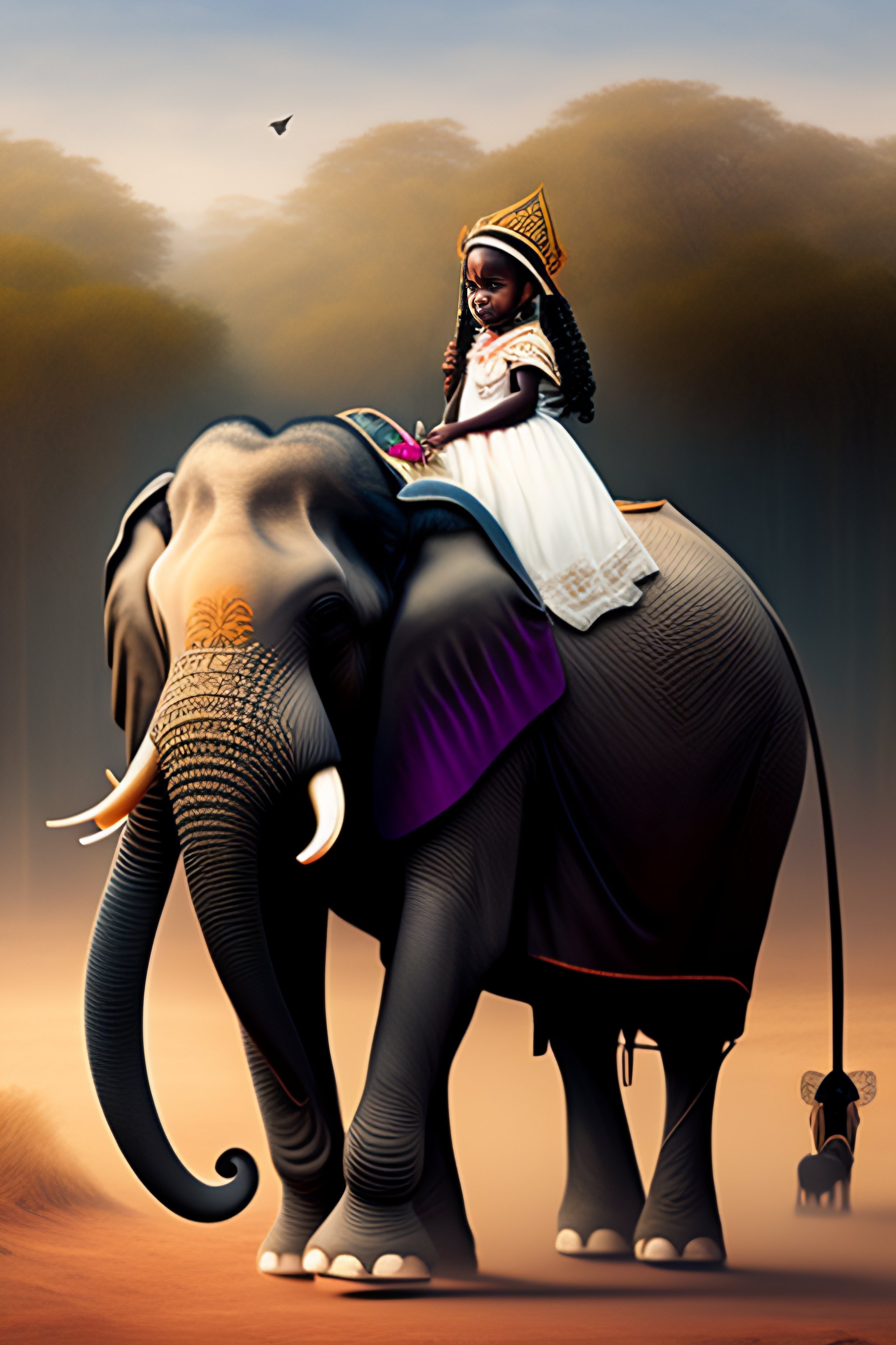 Lexica - Young priestess riding an elephant