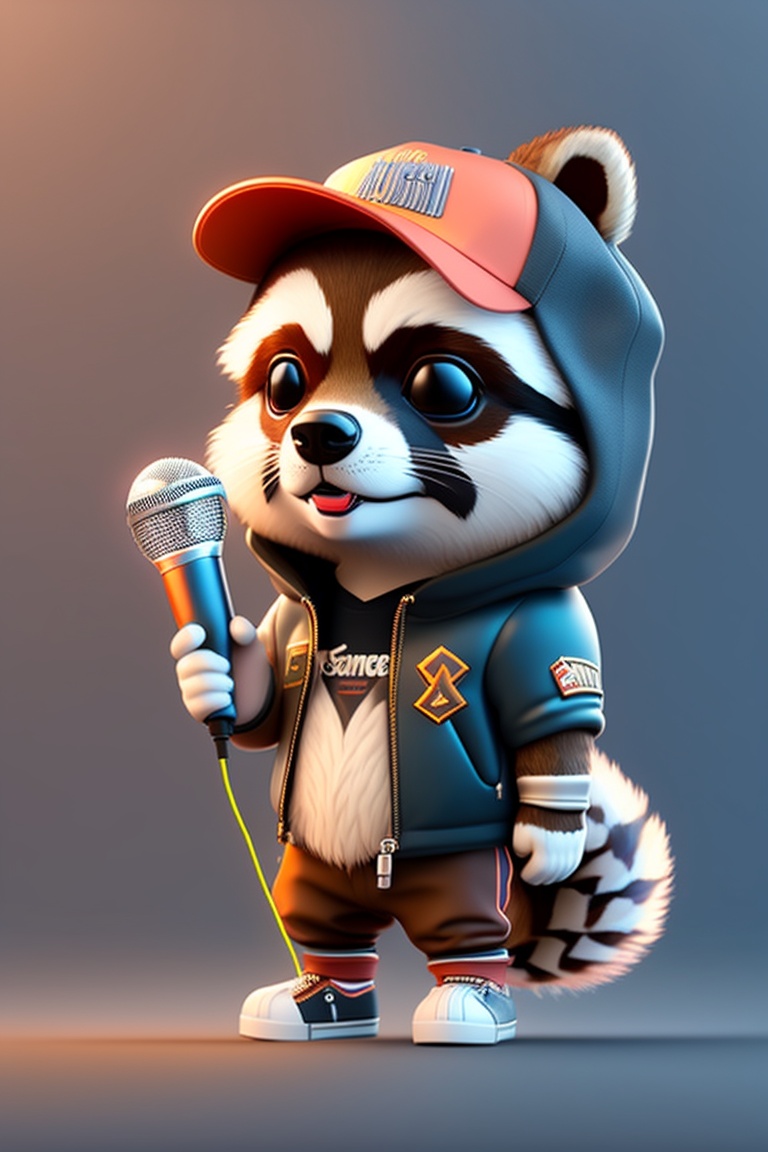 Lexica - Rapping raccoon wearing a baseball cap and holding a ...