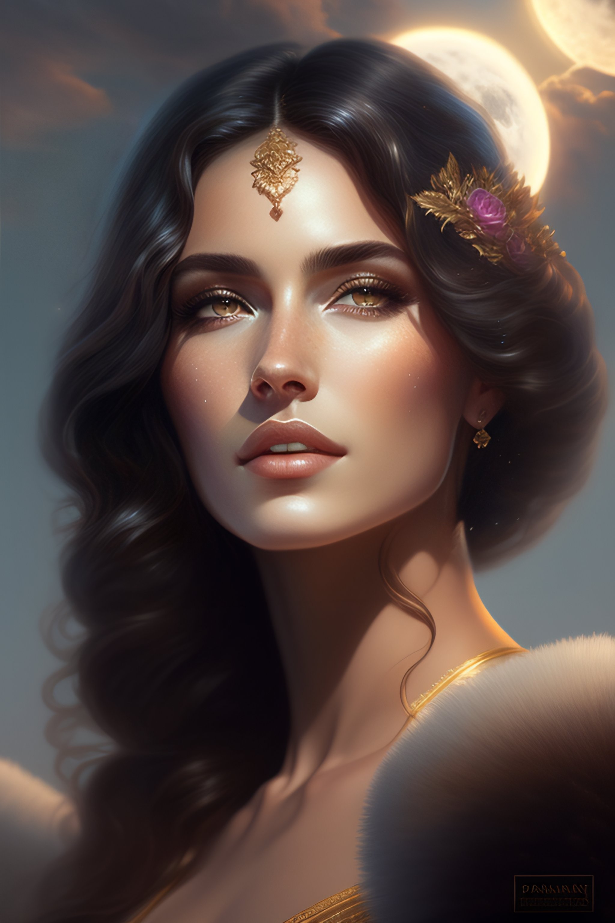 Lexica - A beautiful Seraphim princess, stylish wavy dark hair, perfect ...