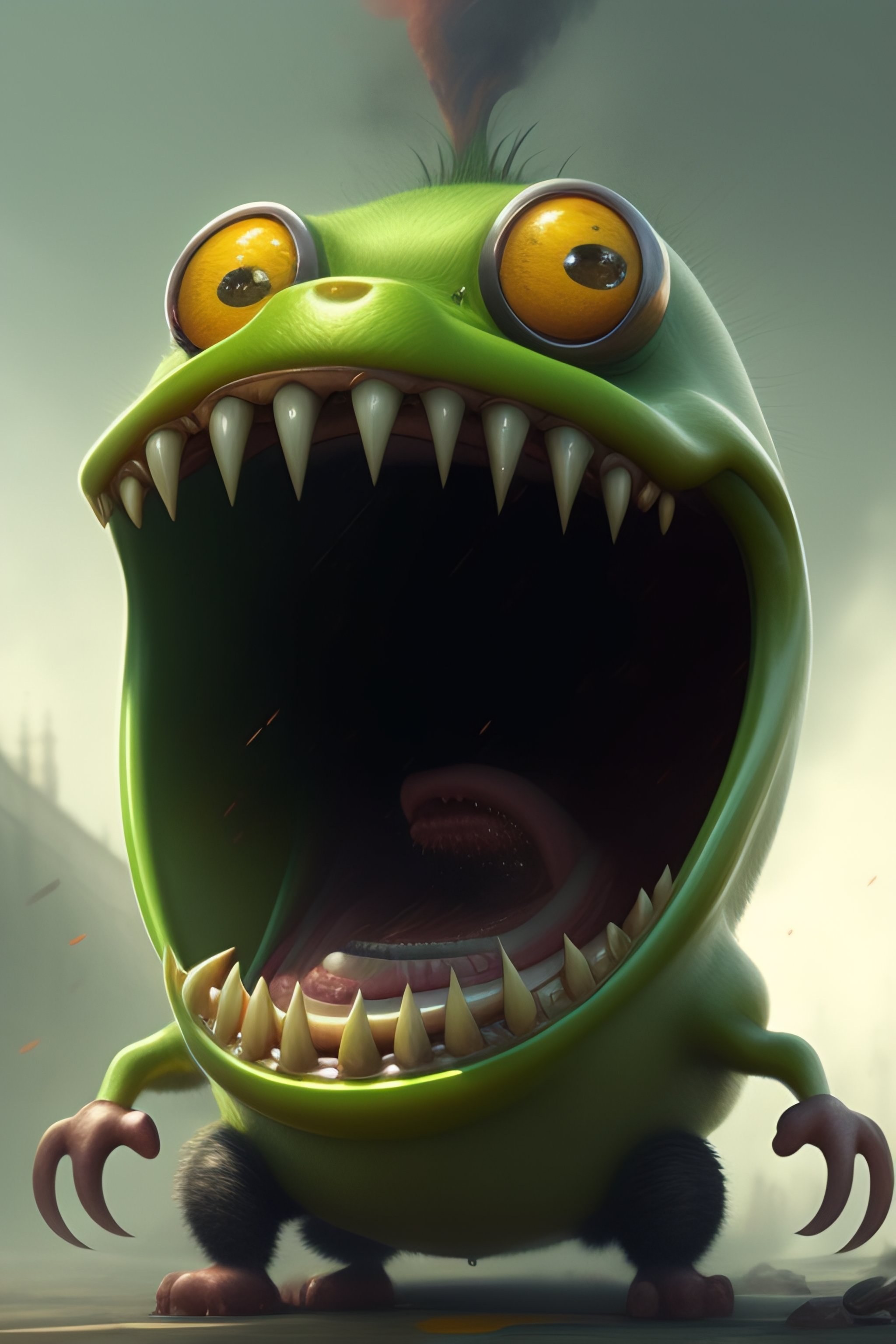 Lexica - A grotesque minion shrieking and gnashing its teeth, digital ...