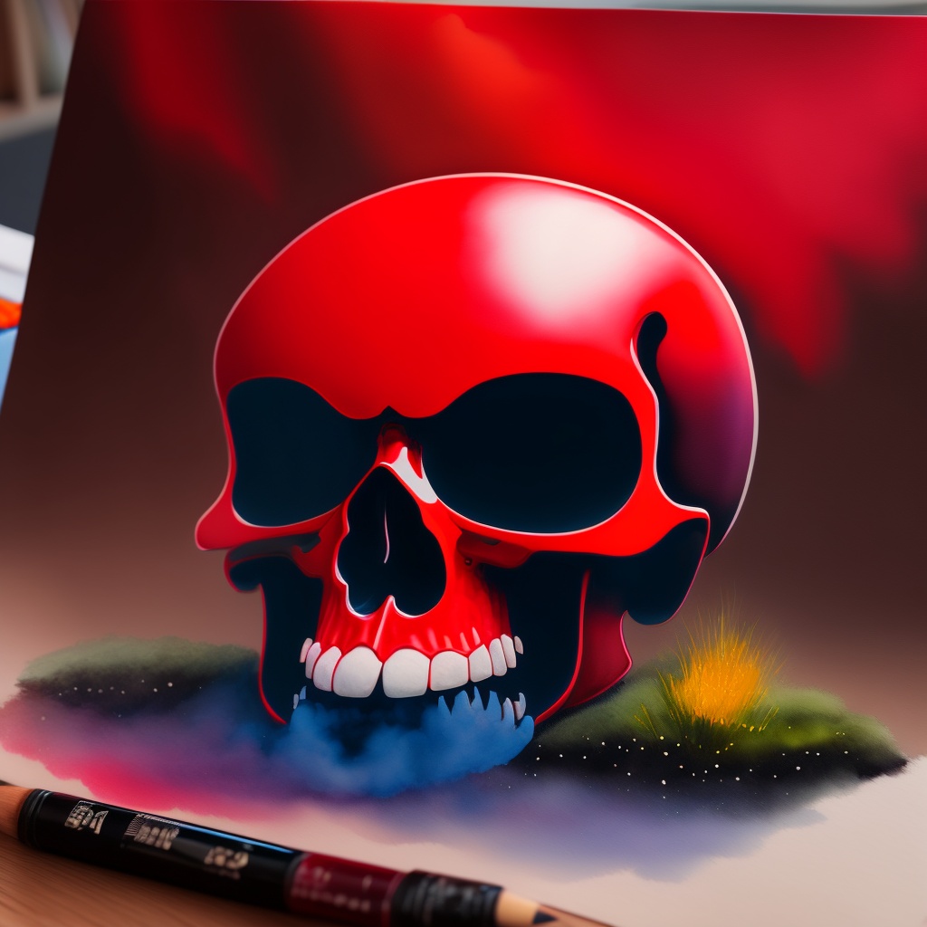 Lexica - A skull smiling in a evil way realistic Red and black children ...
