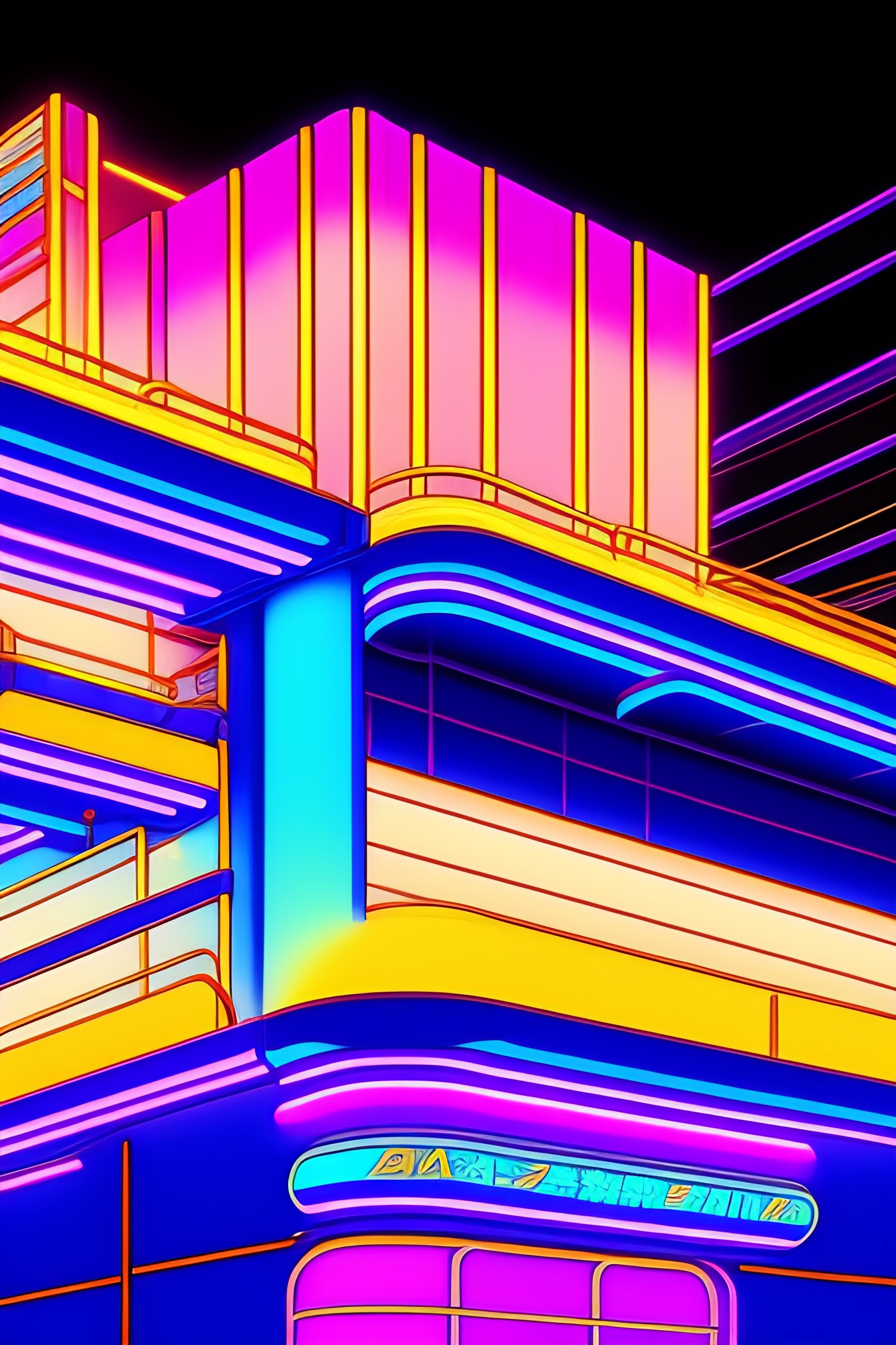Lexica - Vintage 90's anime japan style neon lights line art