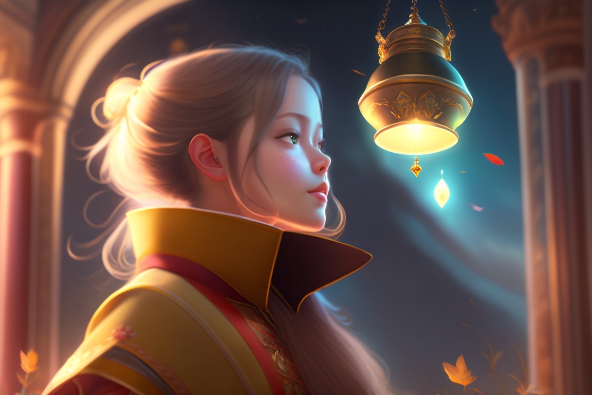 Lexica - The magical bell hovering above Ria's head. Show the magical ...