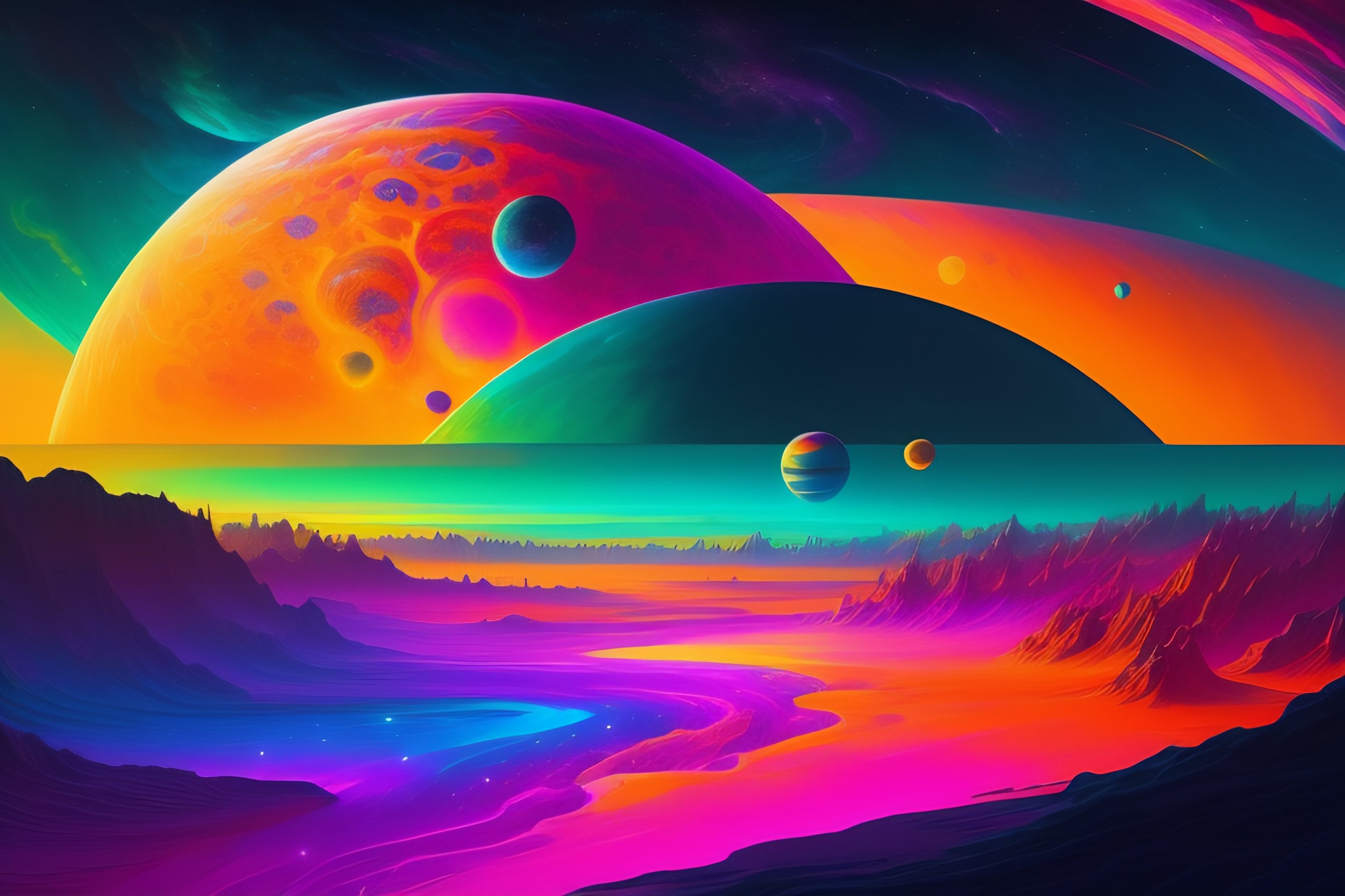 Lexica - Cosmos orbit world within a world, highly saturated colors ...