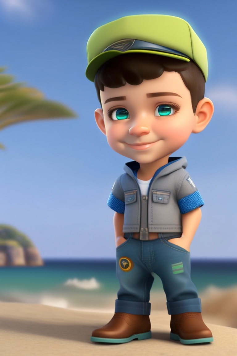 Lexica - A figure of a cute, Israeli boy with a cap and clear facial ...