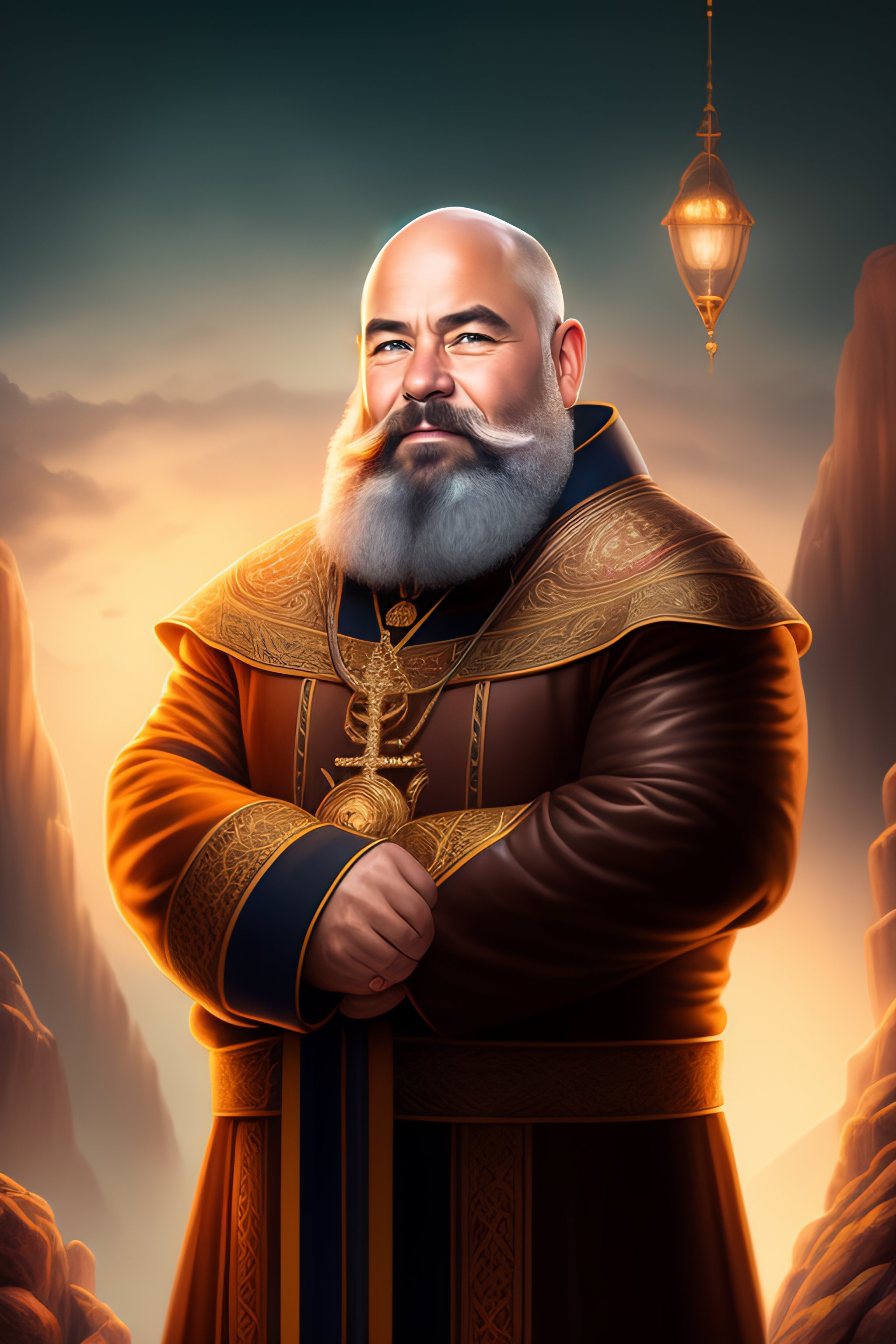 Lexica - Portrait of a priest, dwarf, short man, funny, front light ...