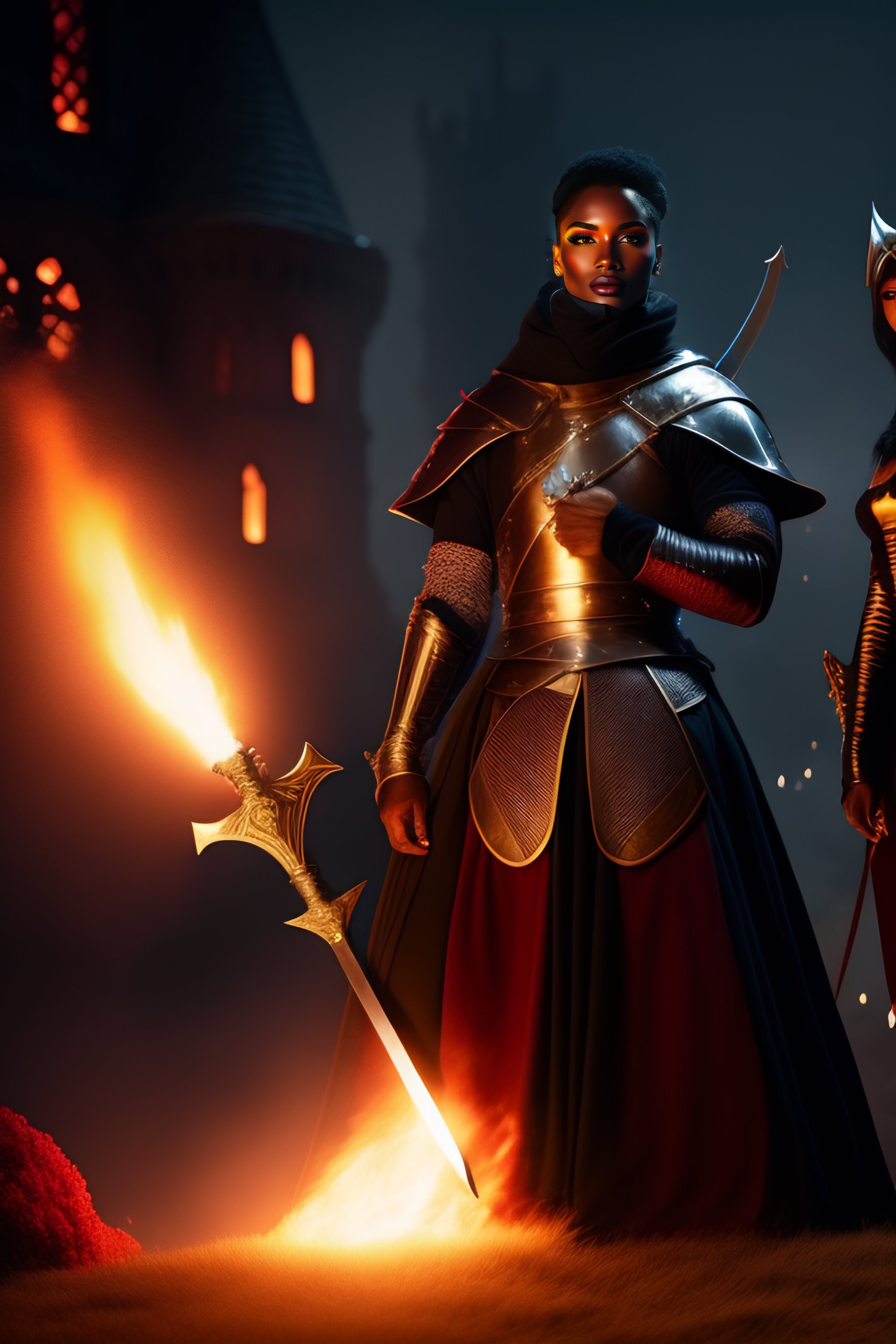 Lexica - A young man dressed like a Medieval Knight holding a sword in ...