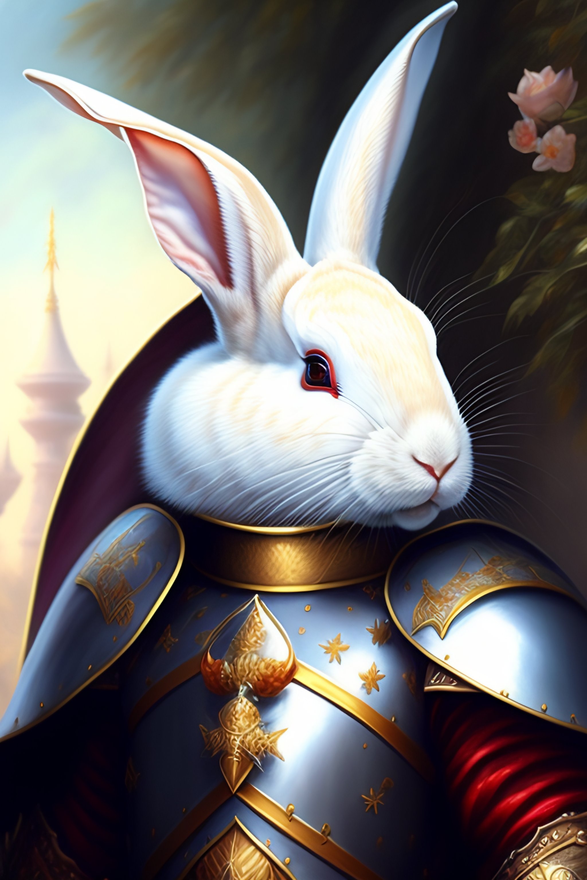 Lexica - A painting of a white rabbit dressed as a knight, digital art ...