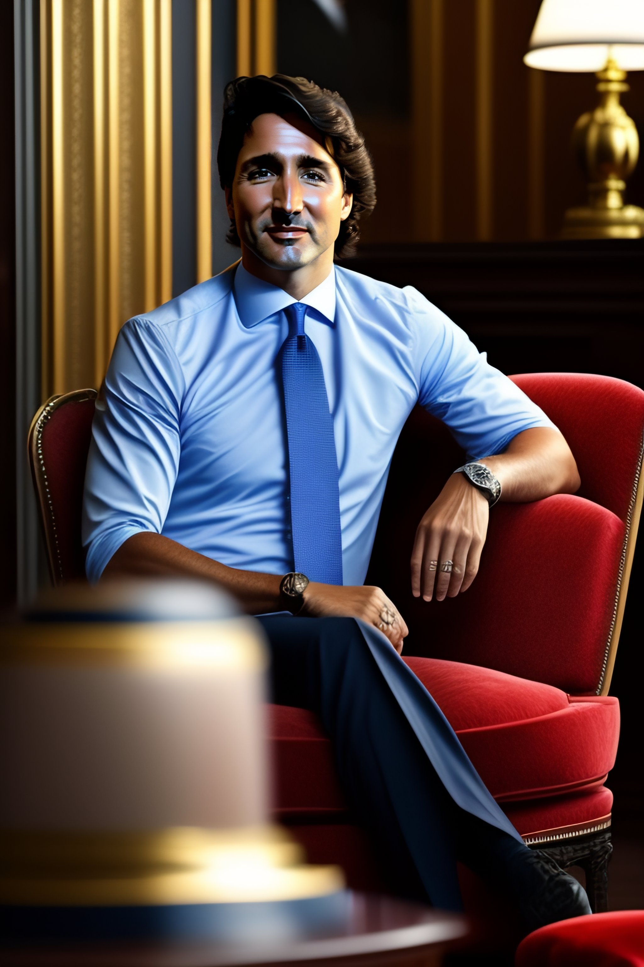 Lexica - Justin Trudeau sitting on a chair