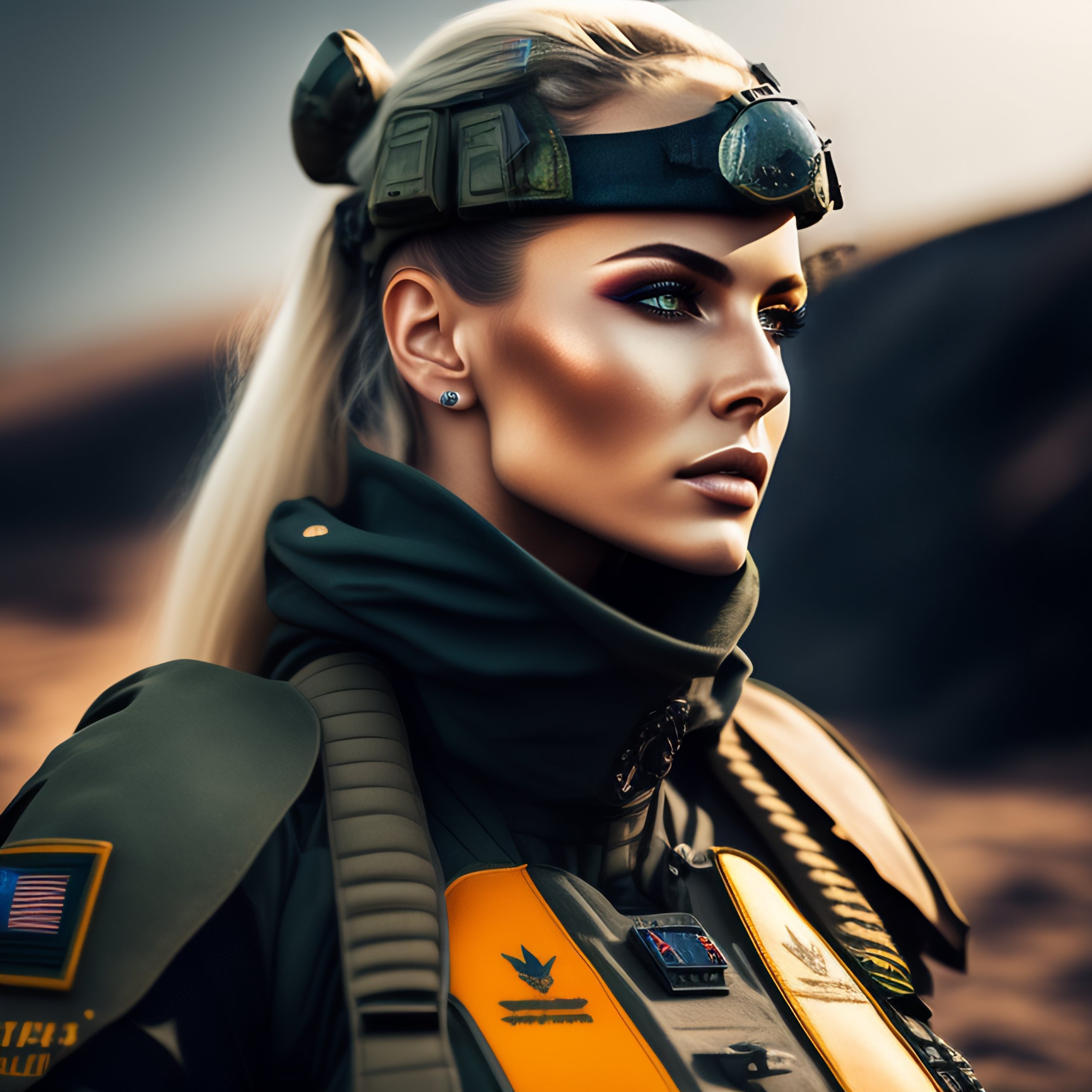 Lexica - A cyber beautiful Russian girl warrior in a burnt land ...