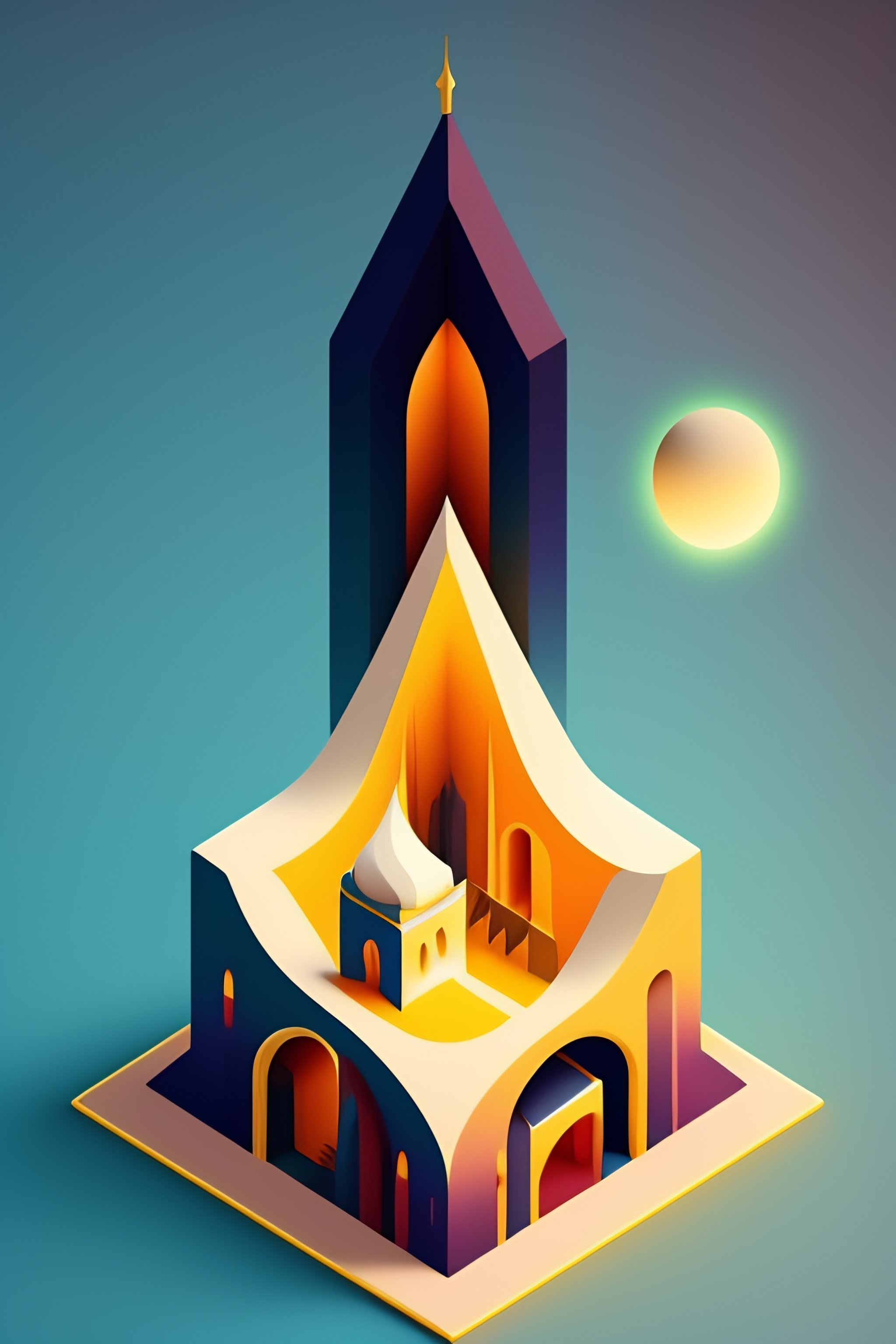 Lexica - Detailed isometric monument valley poster, symmetry, day and ...