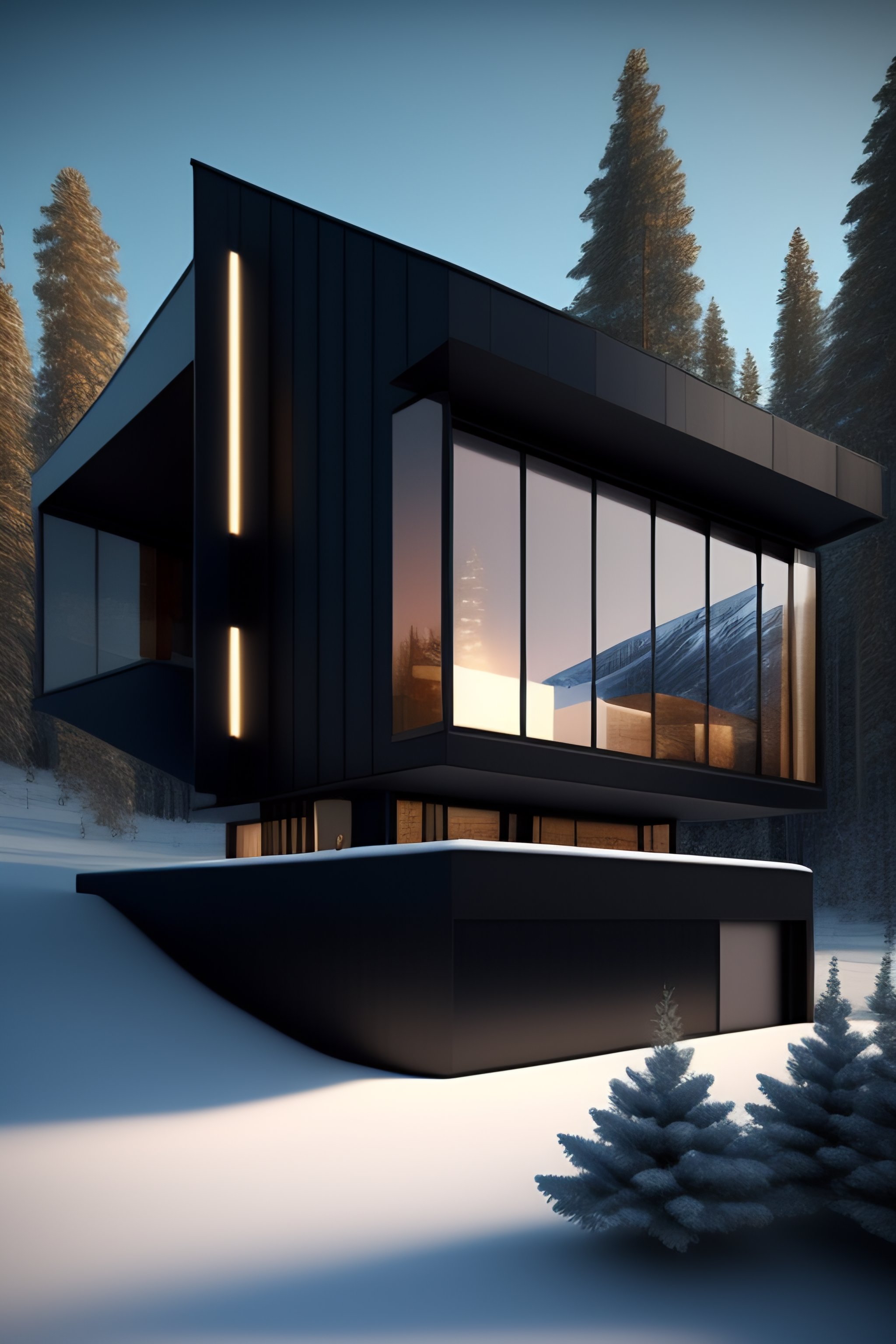 Lexica - A black modern mansion in mountain by itself, award winning ...