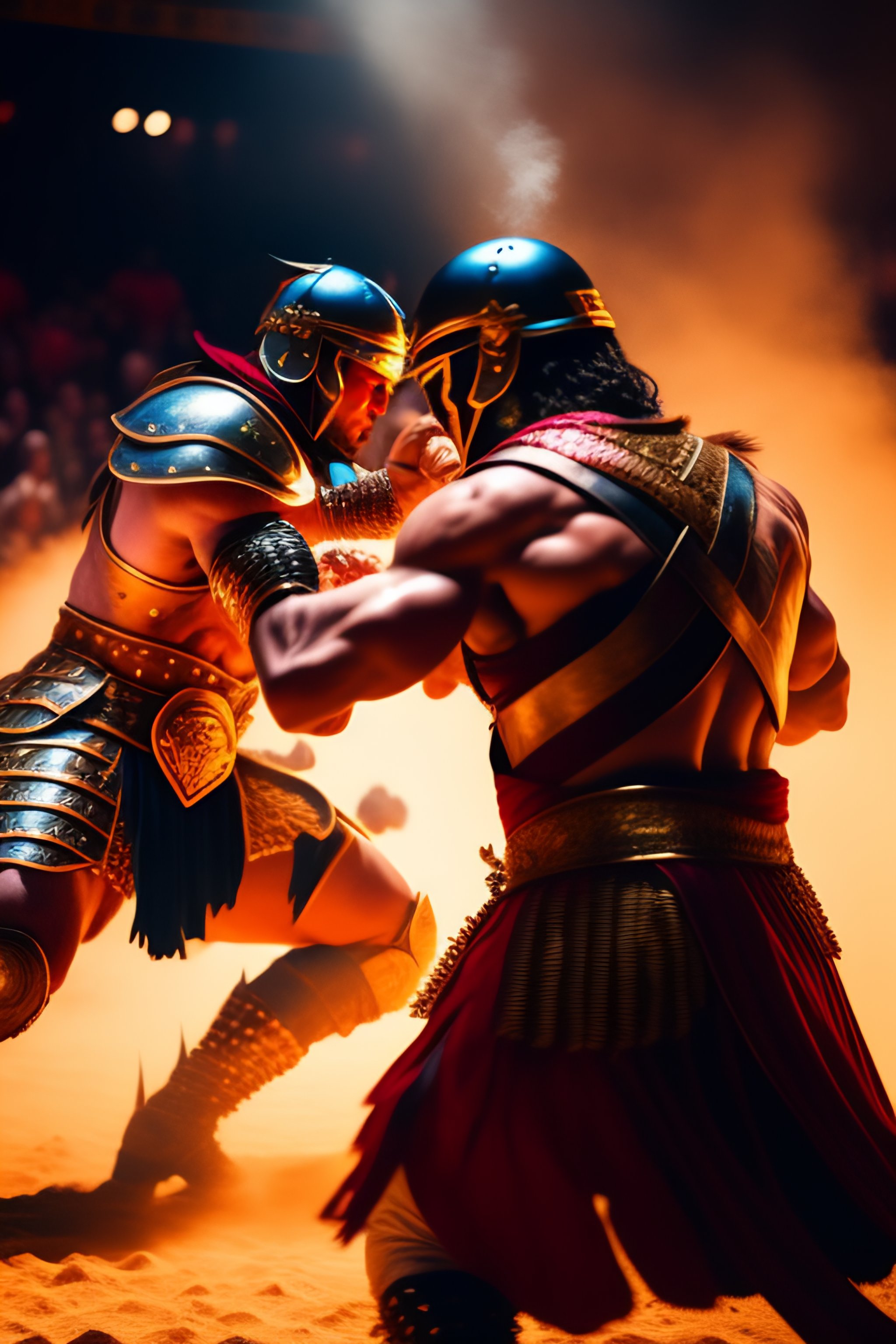 Lexica - Action shot of Gladiator fighting in an arena, cinematic ...