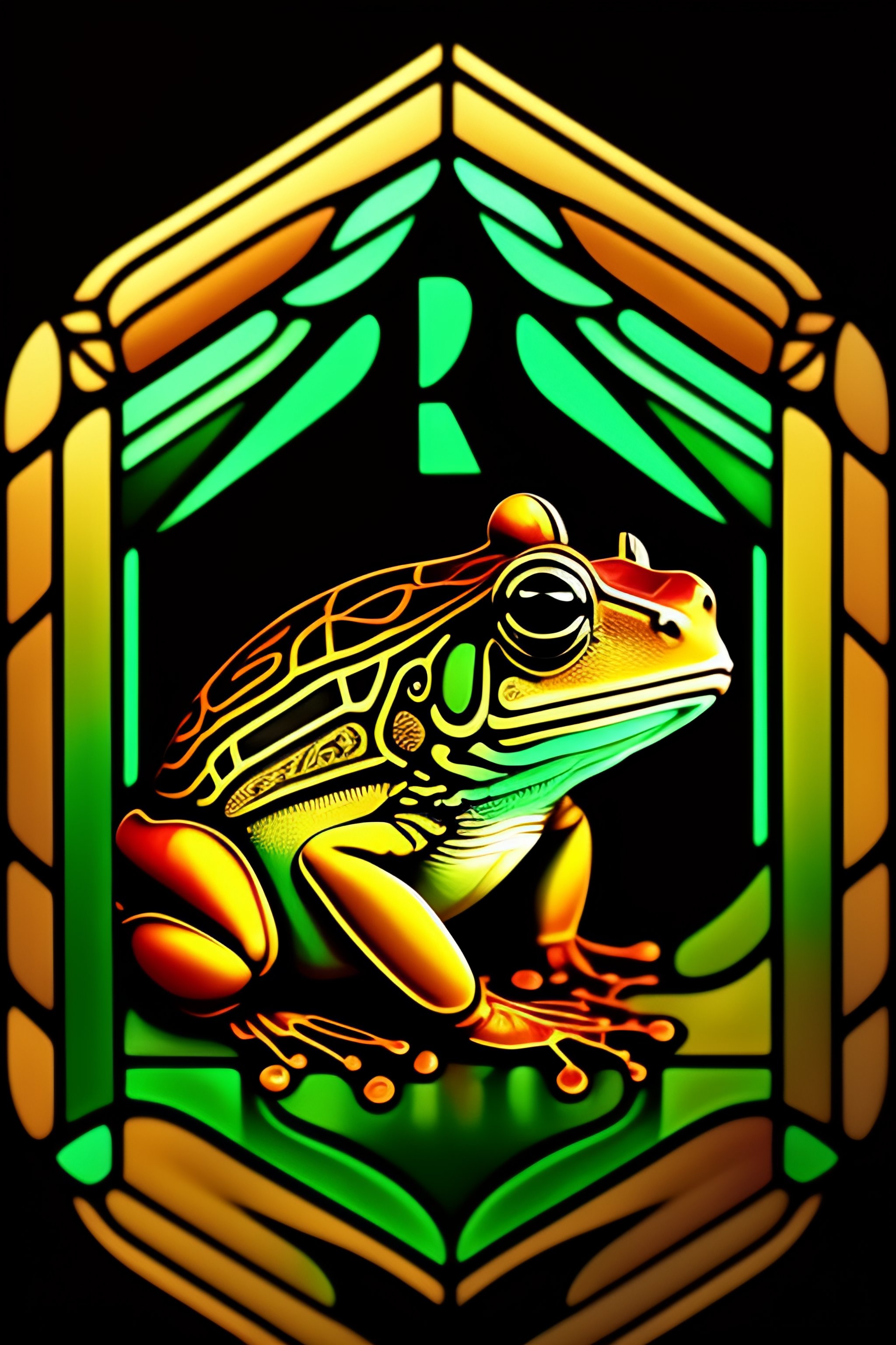 Lexica - Logo geometric frog incorporating the letters K? stained glass ...