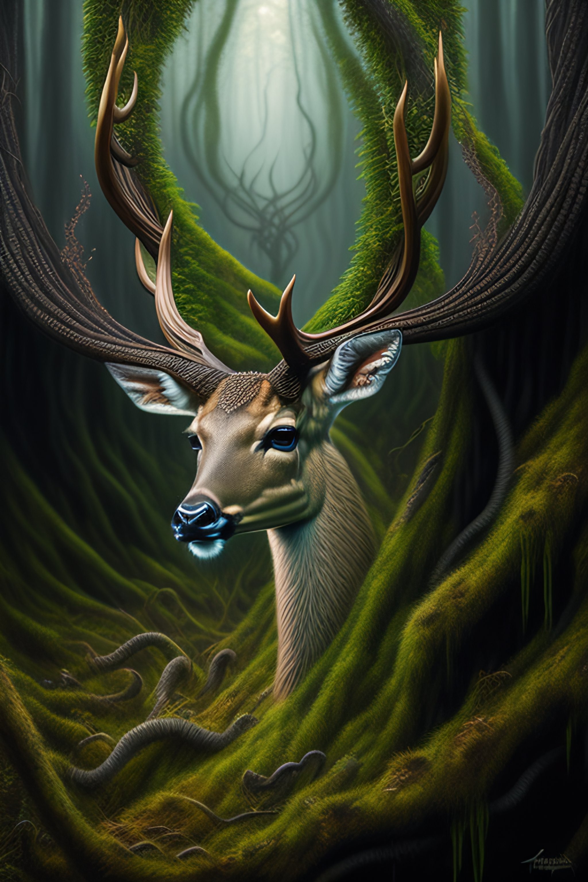 Lexica - Deformed swamp deer twisted in vines and sludge by tomasz alen ...