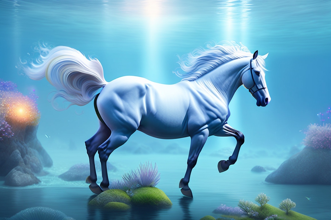 Lexica - Highly detailed massive white horse aquatic mythical creature ...