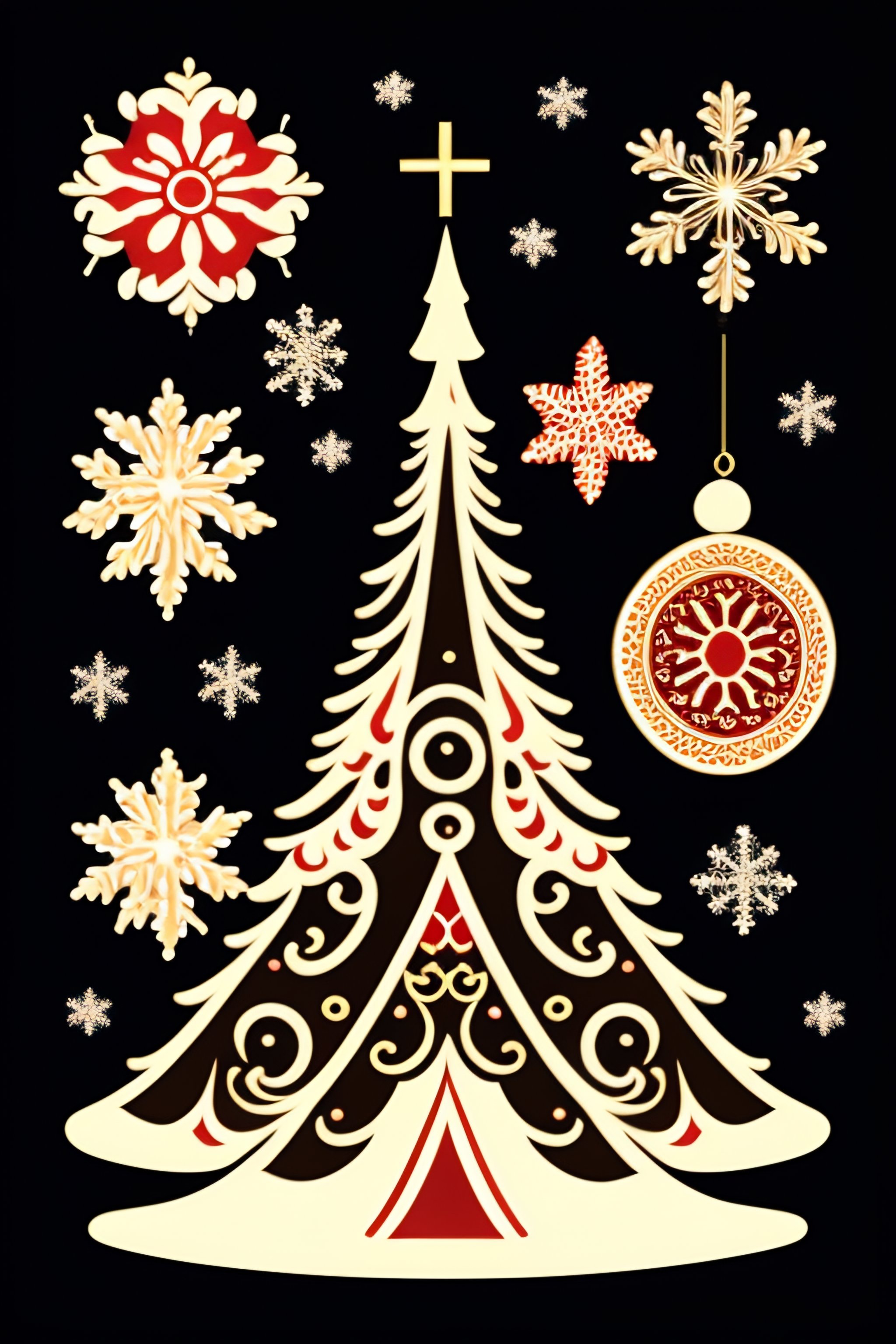 Lexica - Doodle Russian orthodox winter Christmas tree lights, sticker ...