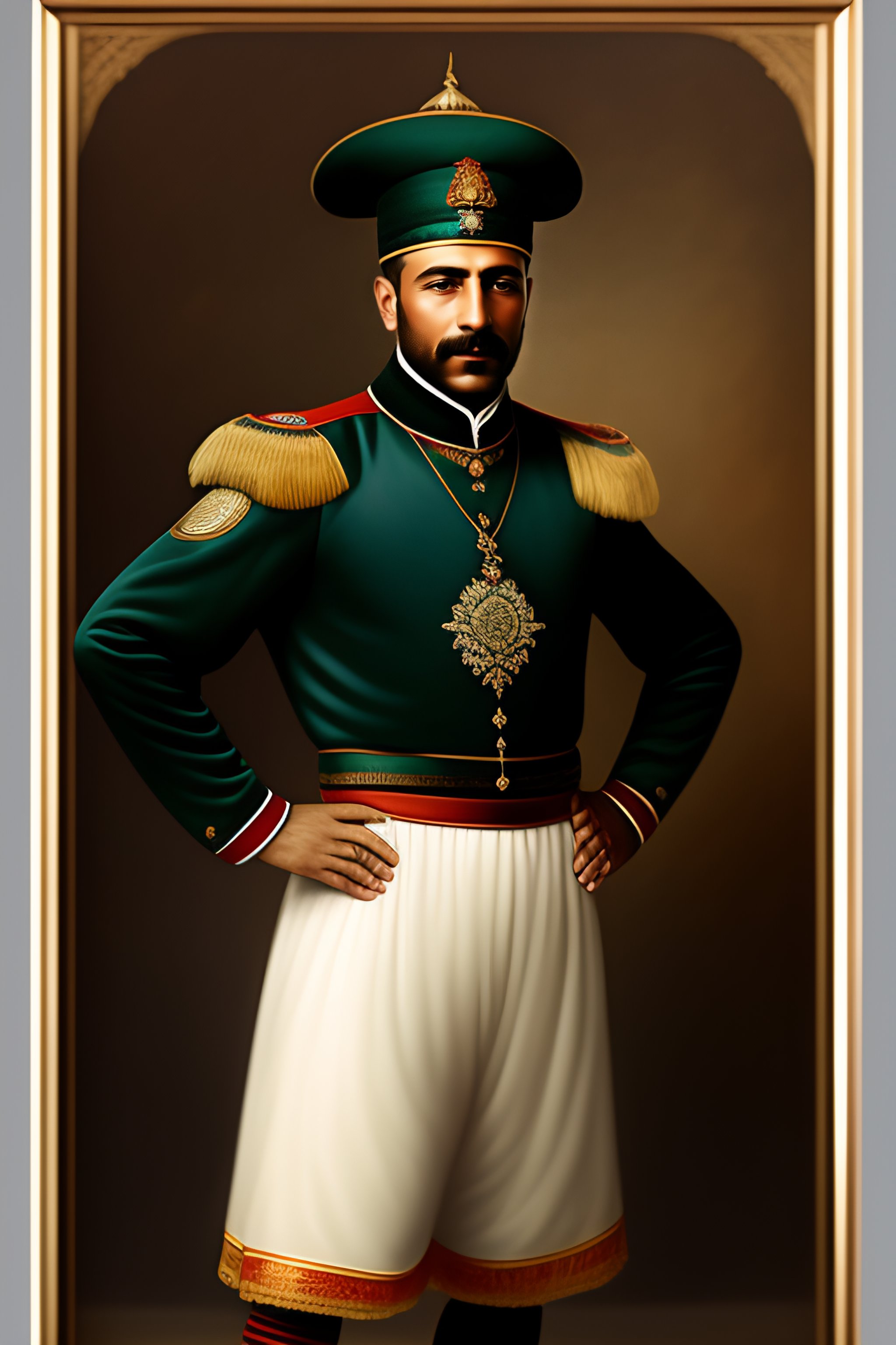Lexica - Portrait of an ottoman Sultan with a turkish soccer uniform