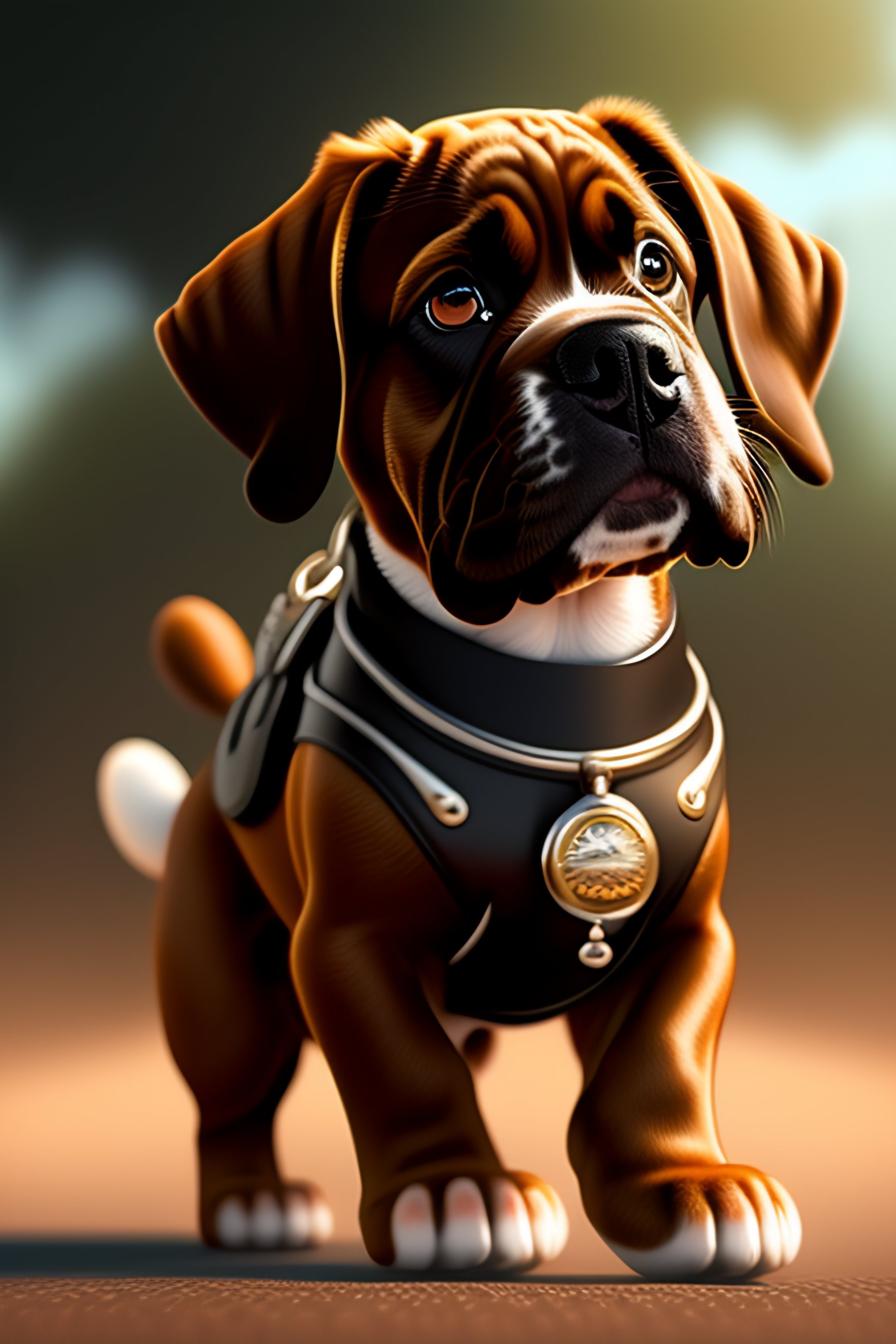 Lexica - Cute and adorable cartoon dark brown boxer dog baby with biker ...
