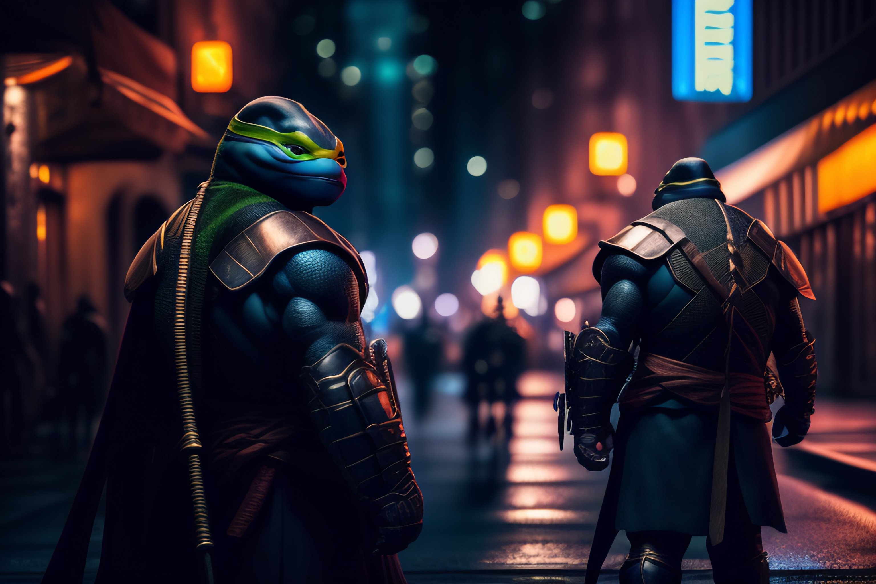 Lexica - Ninja turtles, dark city streets, cinematic composition ...