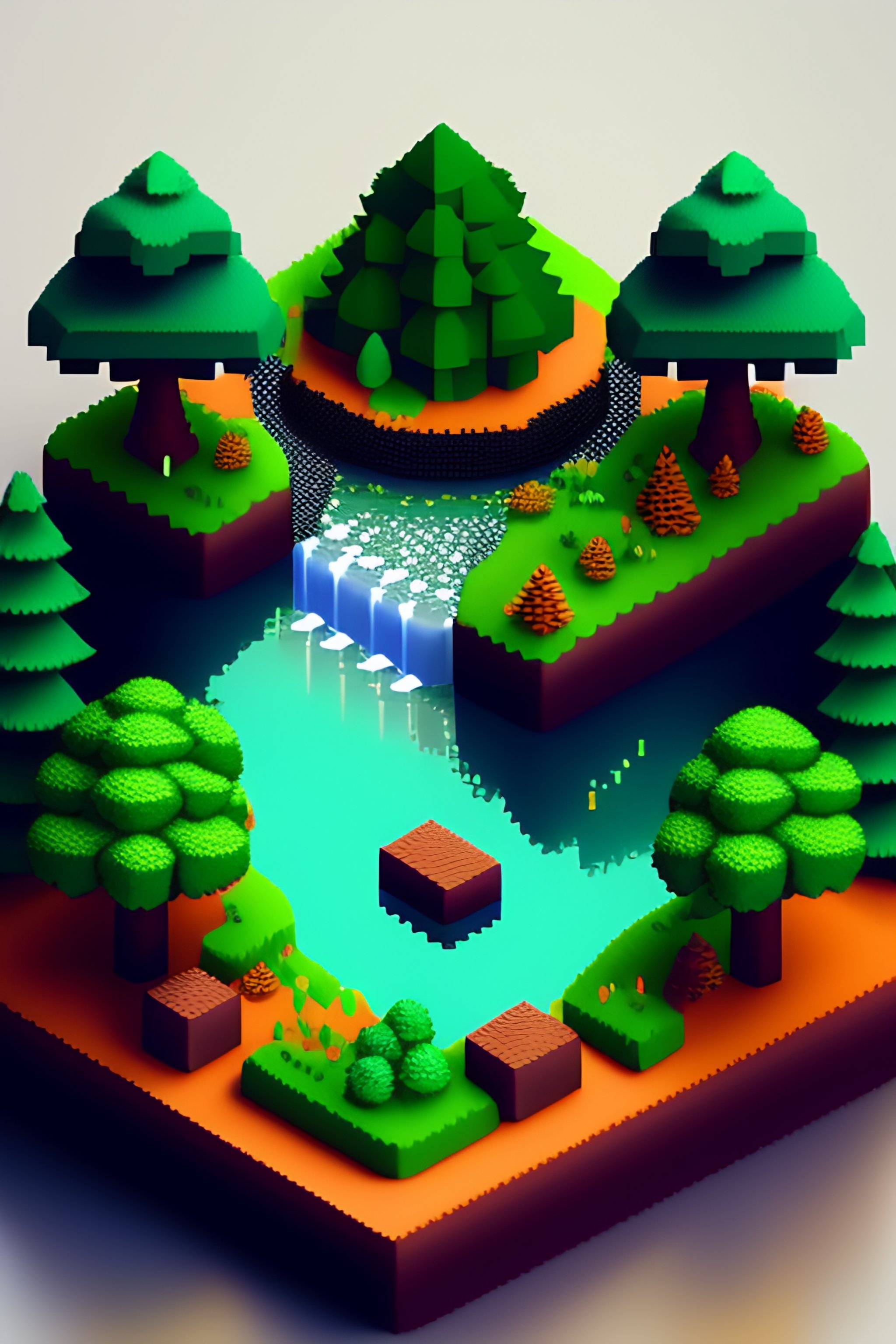 Lexica - Detailed isometric forest with river, pixel art, c4d, full ...