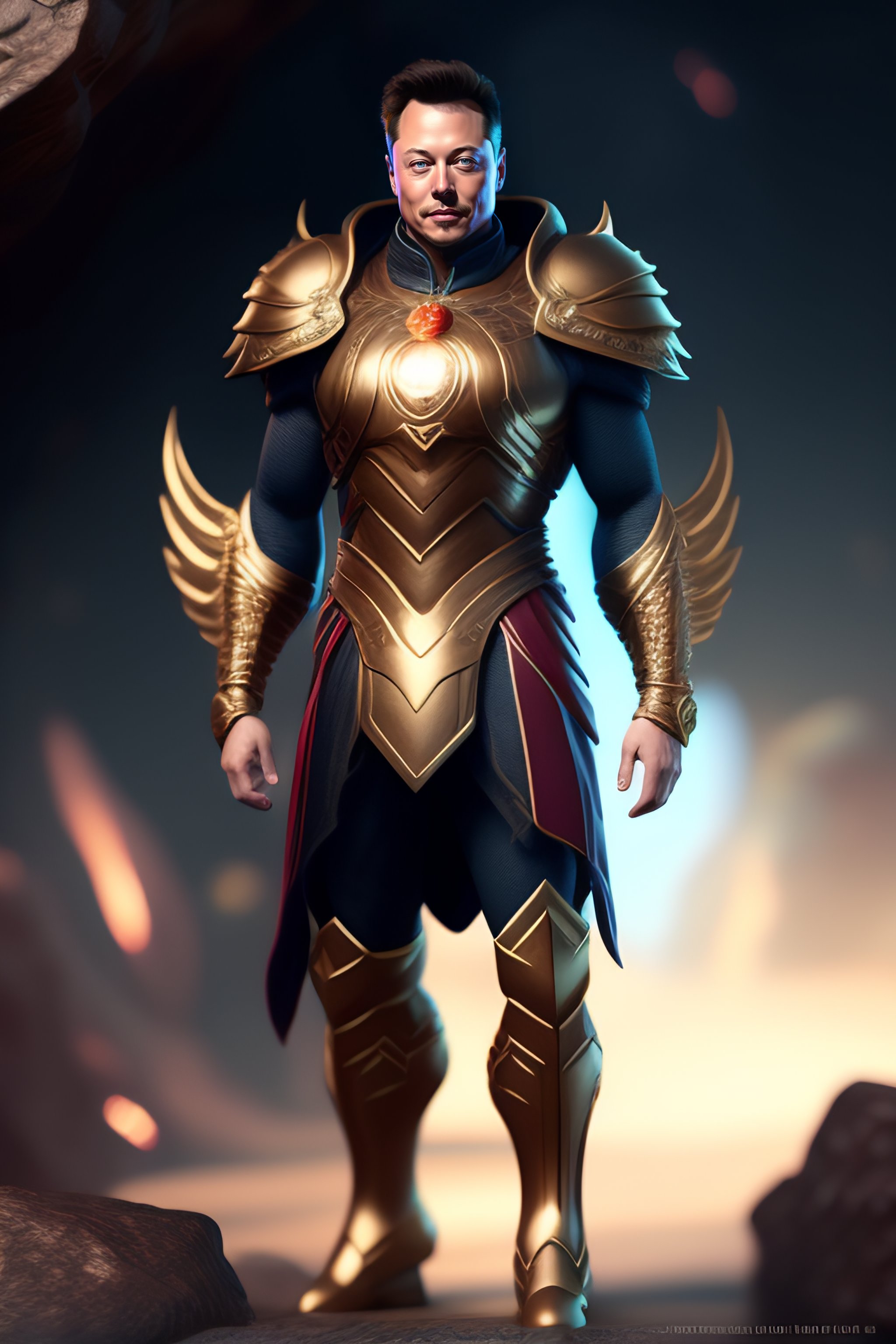 Lexica - Elon Musk as a warrior, full body shot, Twitter on background ...
