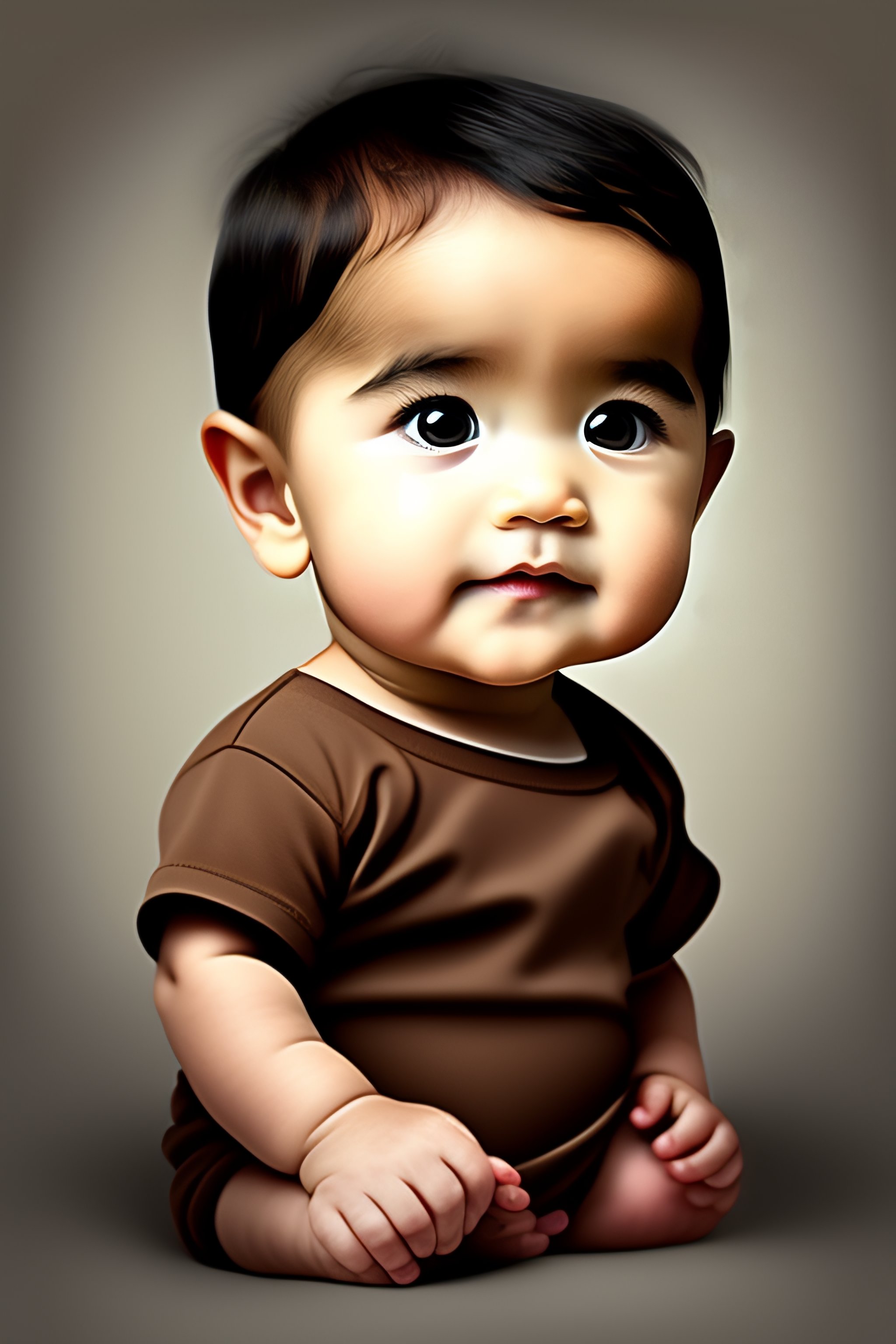 Lexica - 3 month old baby, with short brown hair and dark eyes. cartoon ...