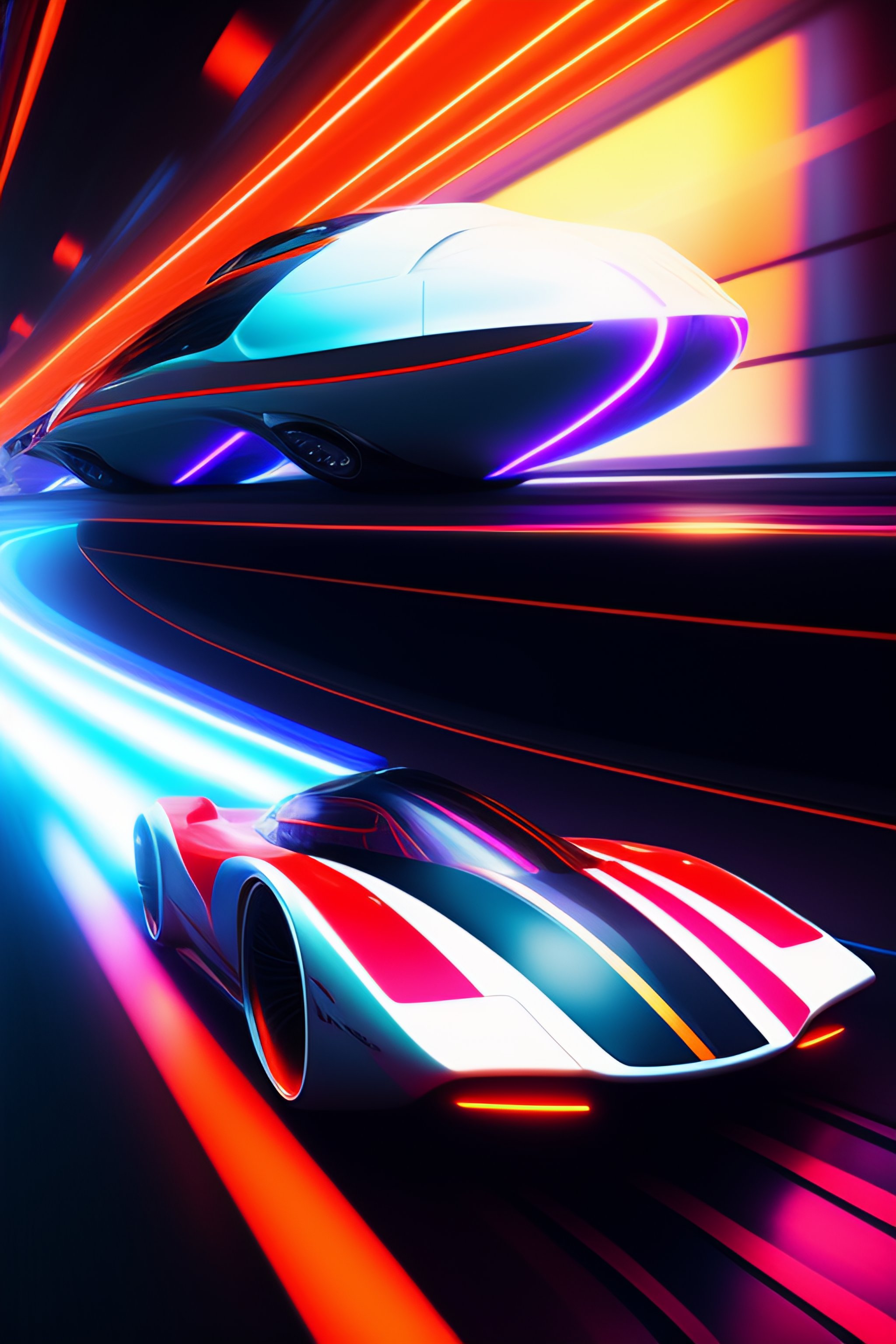 Lexica - Speed racer mach 6. white and red car. motionblur. zoom lines ...