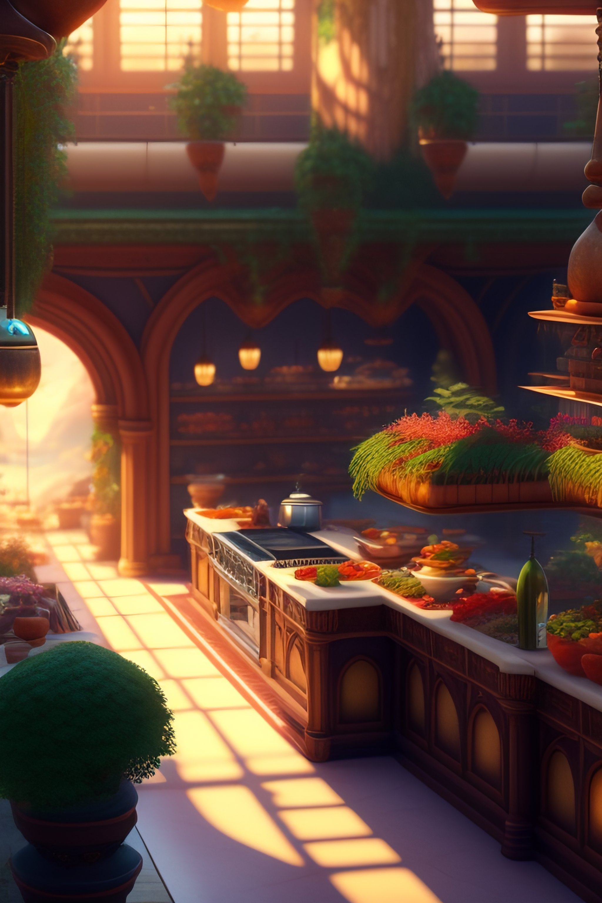 Lexica - Beautiful open kitchen in the style of elena of avalor ...