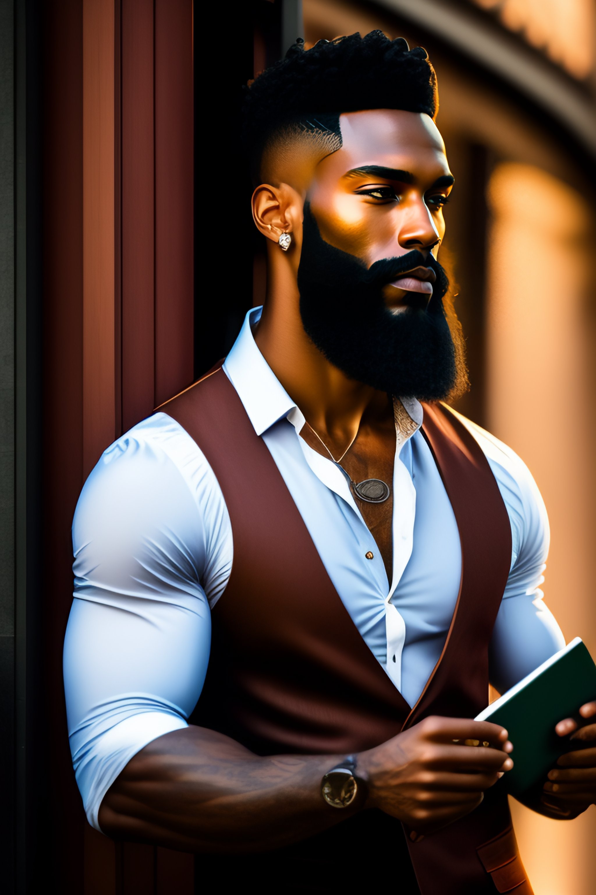 Lexica - Strikingly handsome copper skin tall masculine man, detailed ...