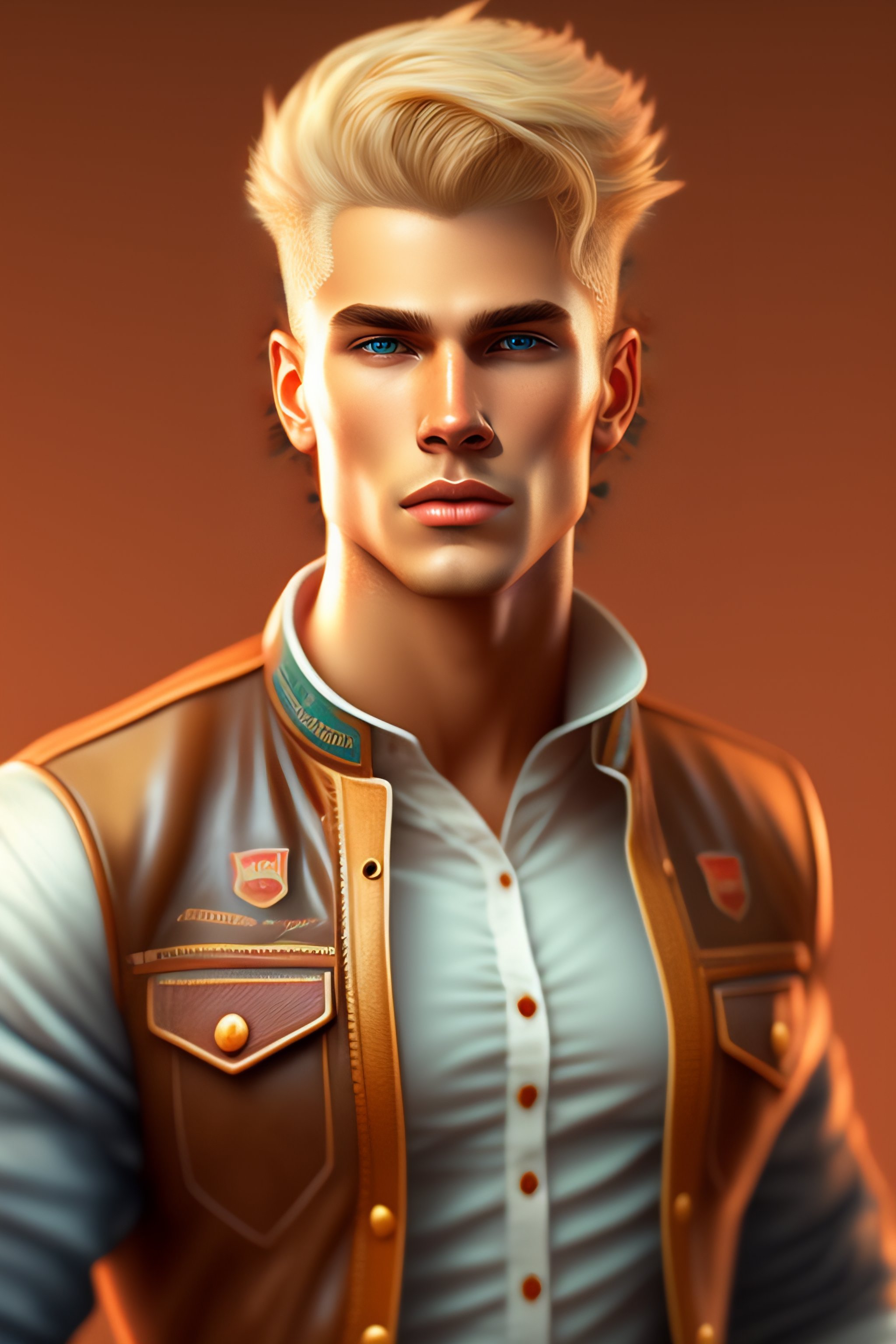 Lexica - Modern young man with ash blond hair square jaw, open and ...