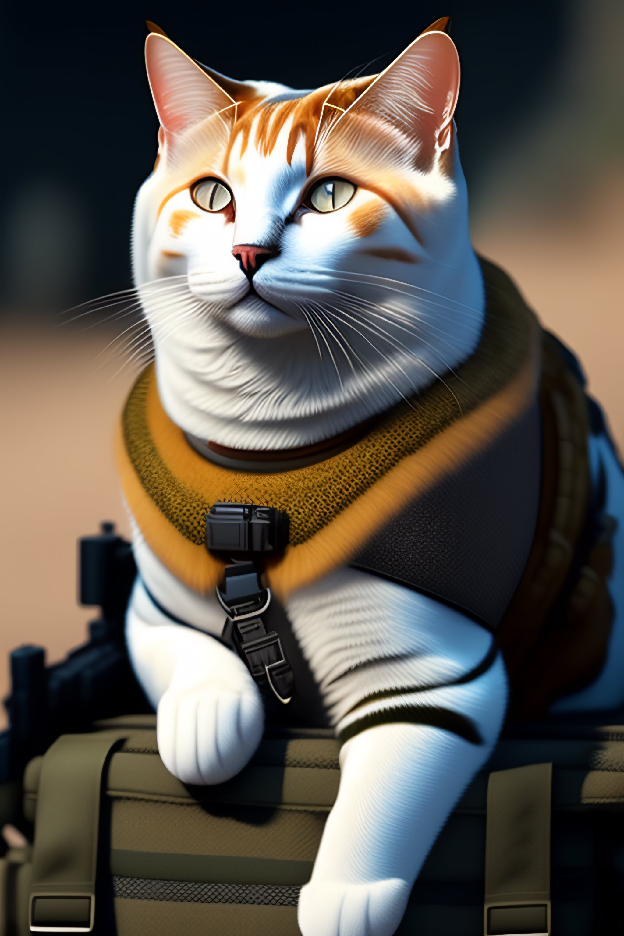 Lexica - Masterpiece, special force white cat, wearing tactical armor ...