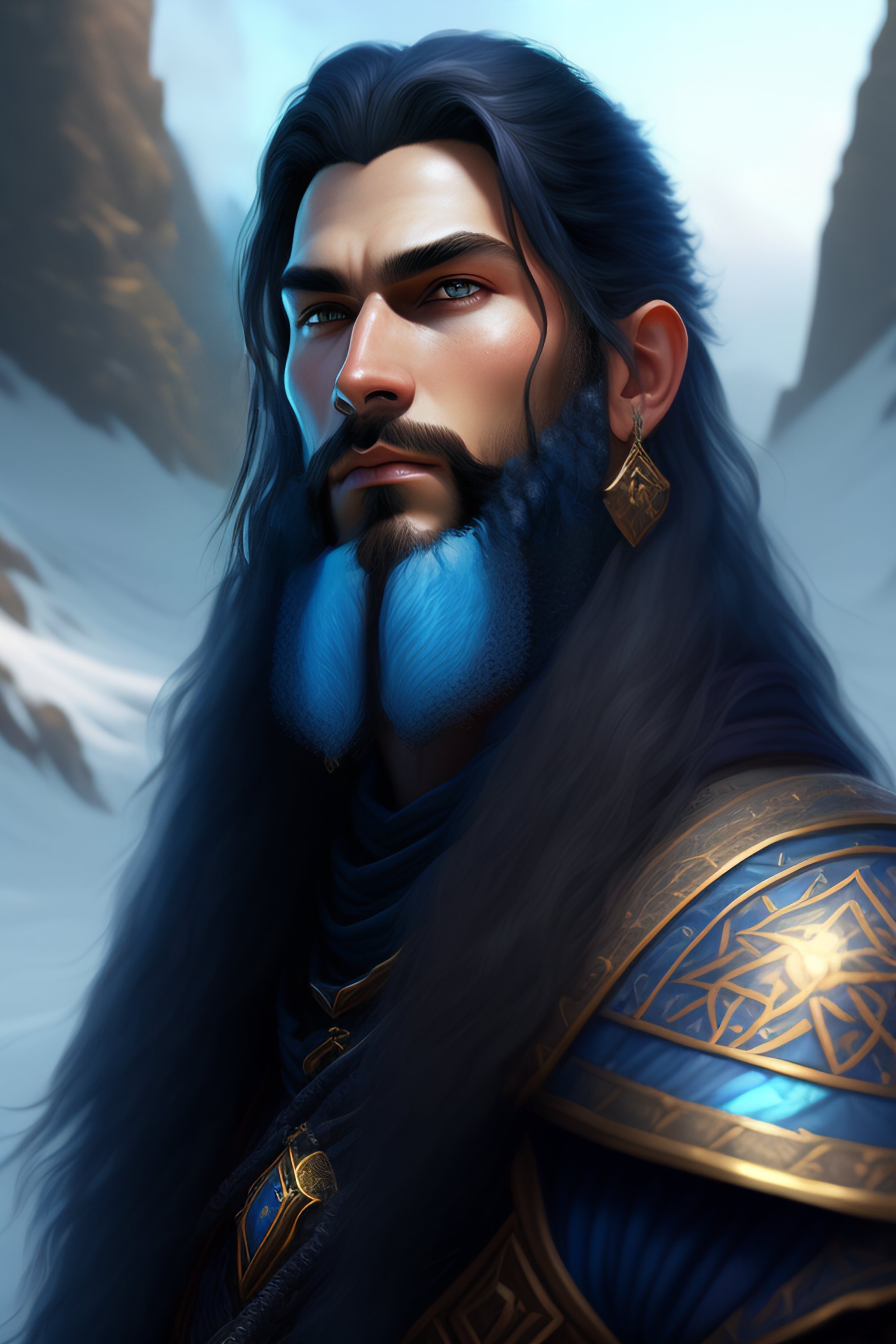 Lexica - Wide angle, male blue skin caucasian genasi from d & d, blue ...