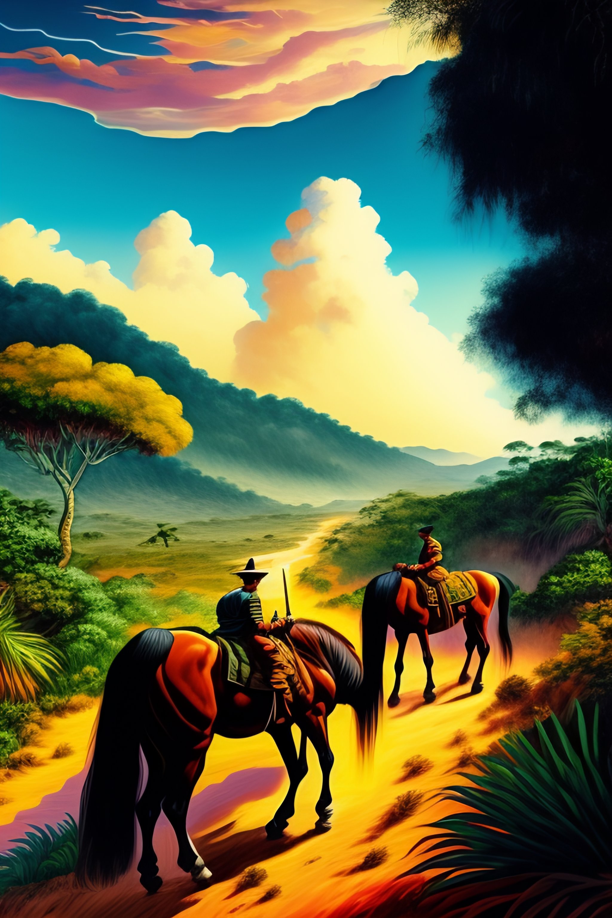 Lexica - Hand drawn illustration of an epic and dramatic war scene in ...