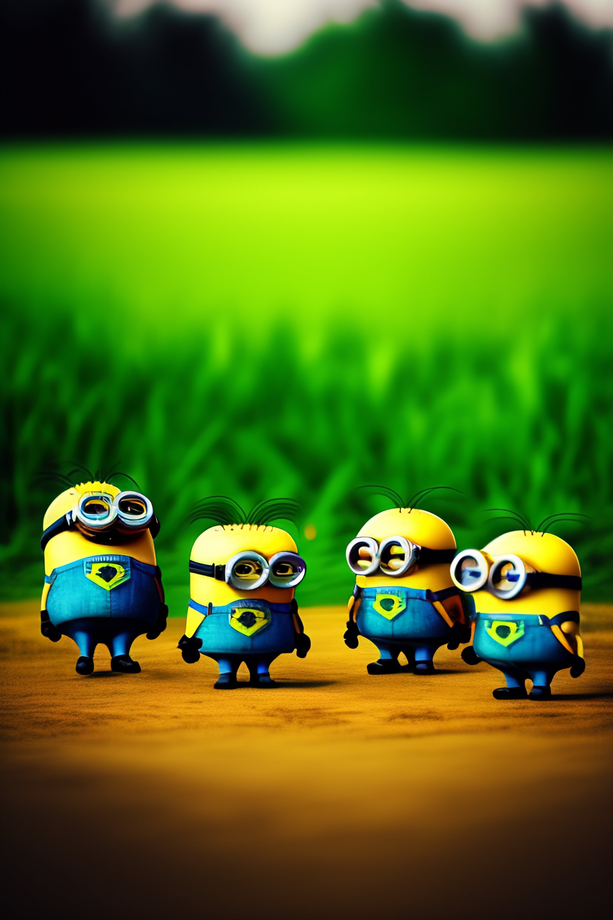 Lexica - Minions playing soccer in a green field