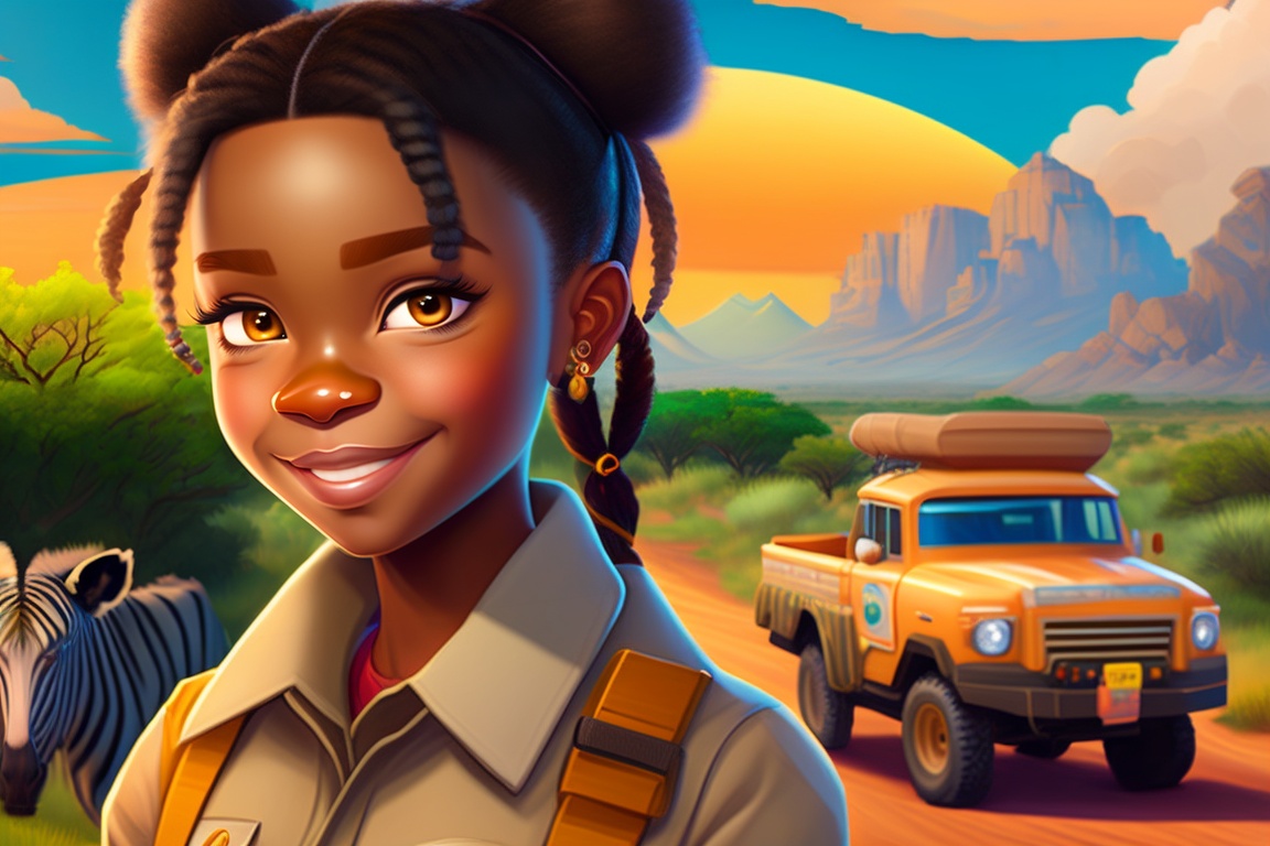 Lexica - A young adult female zoologist on a Safari, digital art, Pixar ...