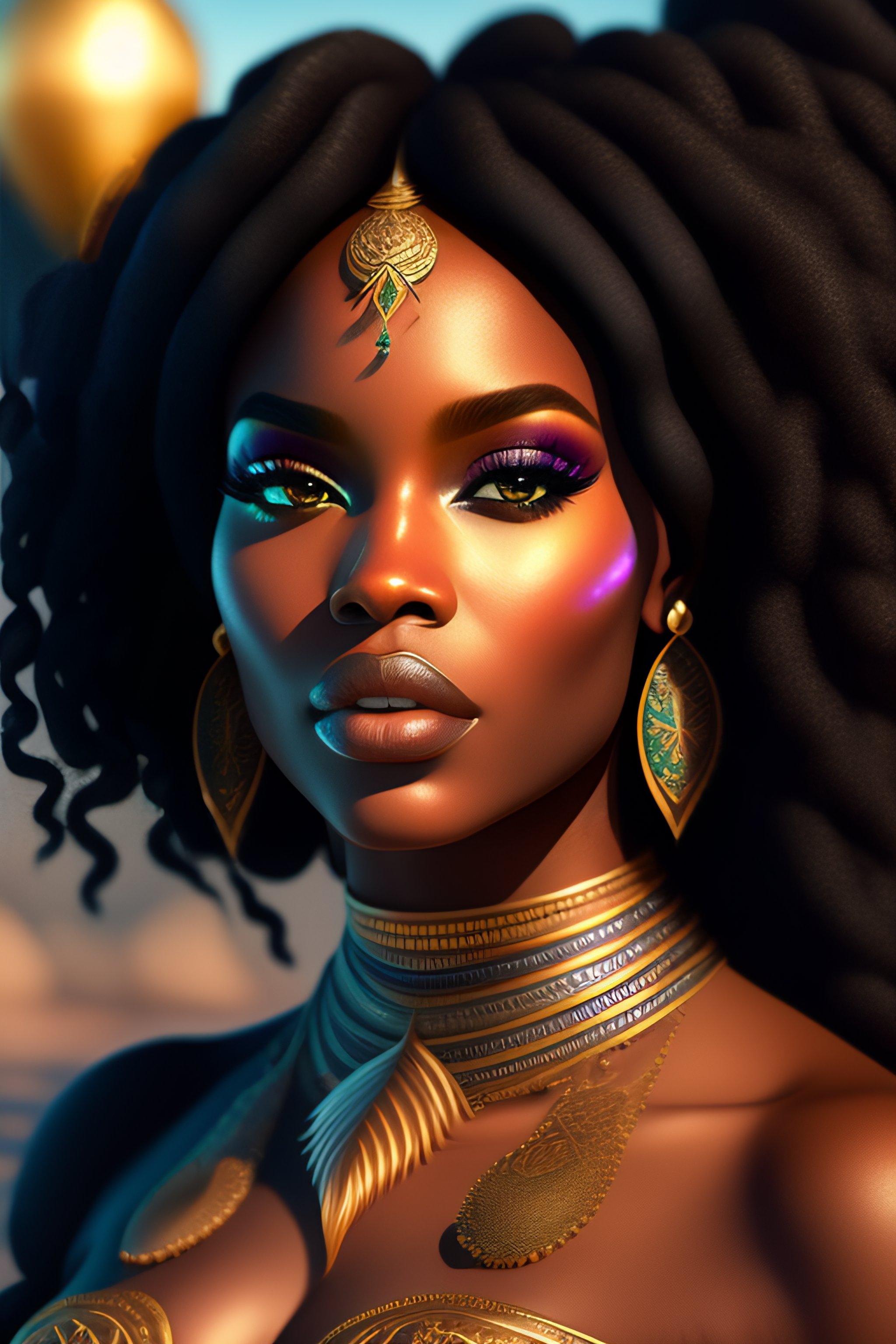 Lexica - A beautiful black female mermaid fantasy art,illustration ...