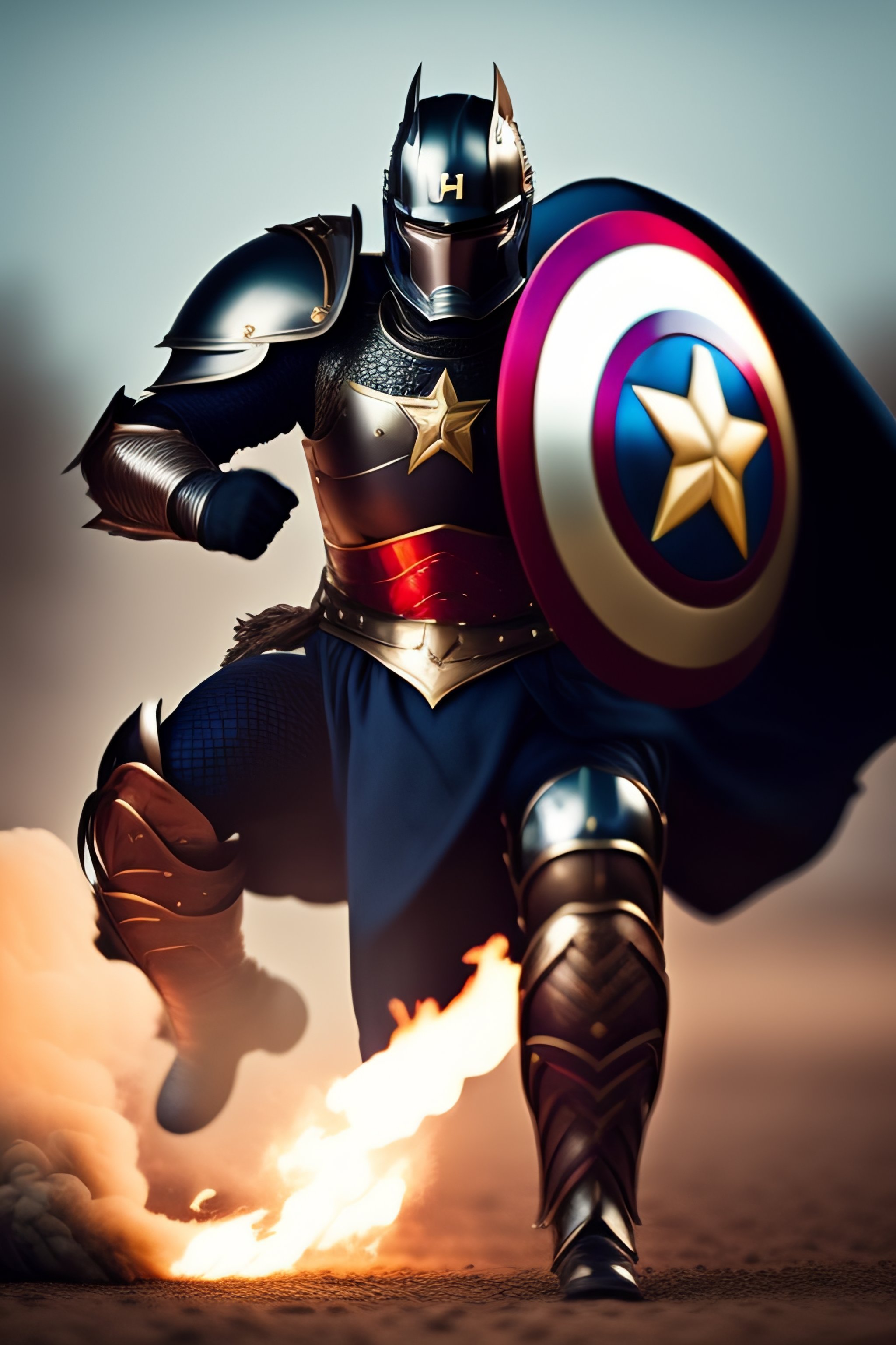 Lexica - Action shot of a knight wearing full plate armour throwing his ...