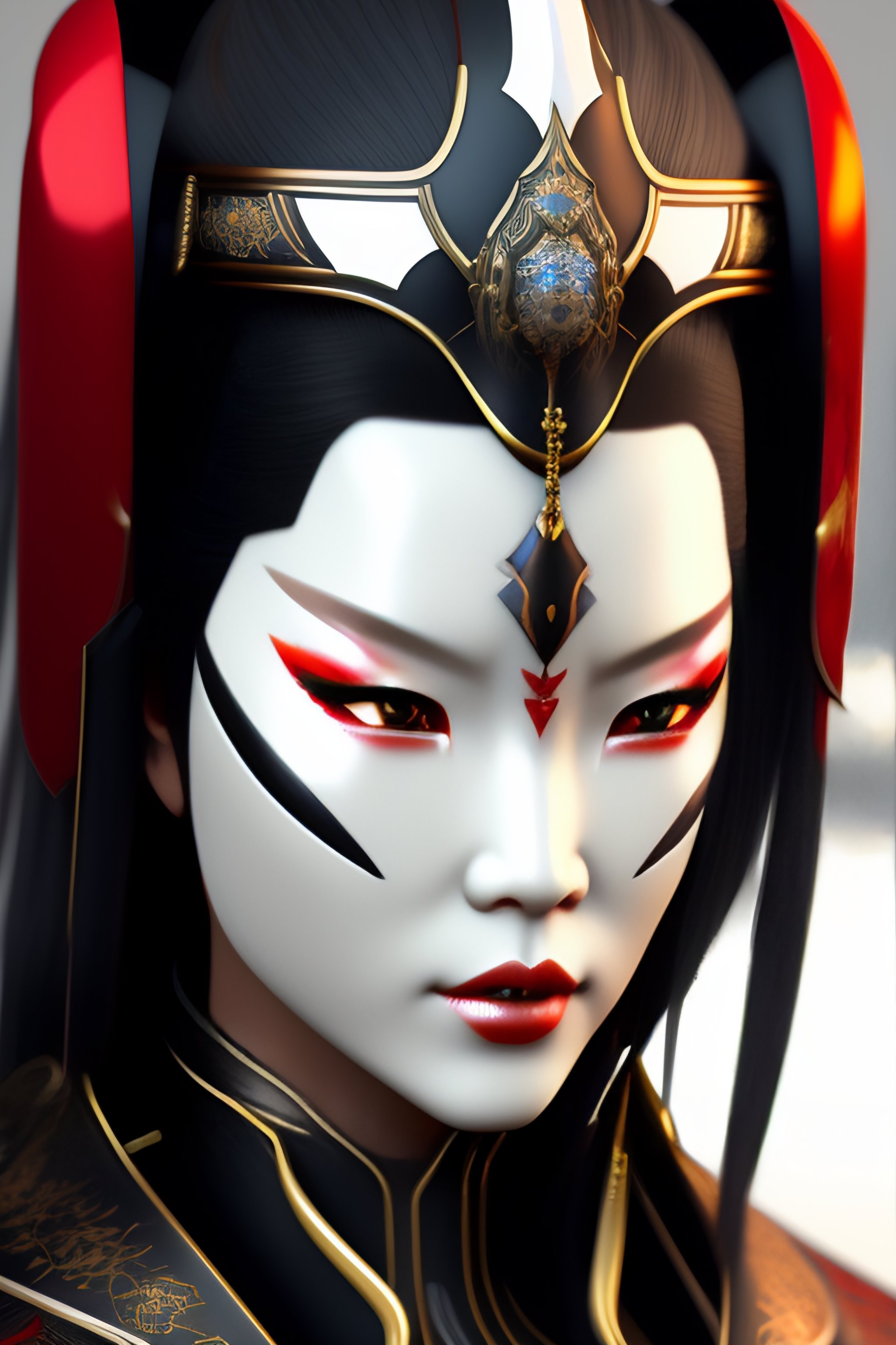 Lexica - Masterpiece Vector Design of gorgeous female Samurai Devil ...