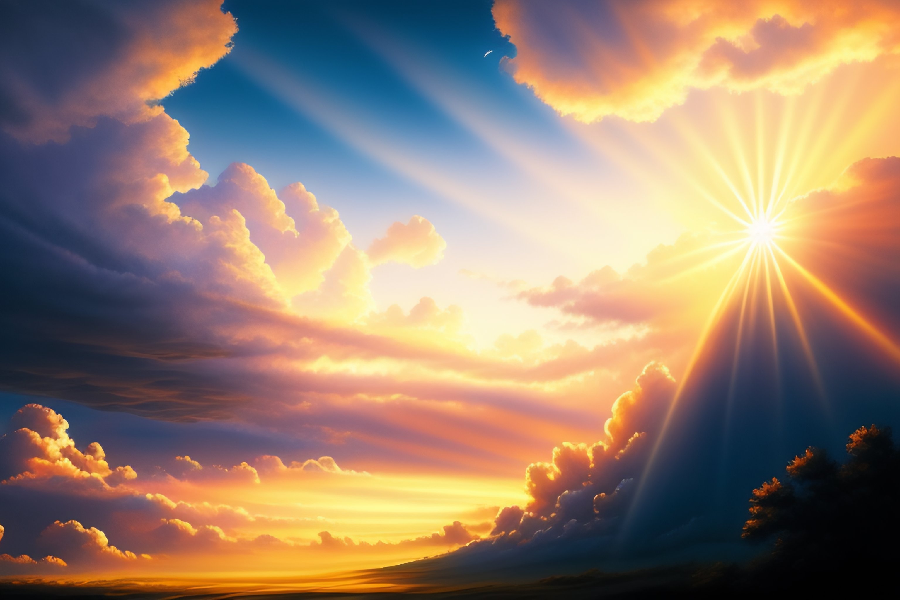 Lexica - Horizontal background, with clouds, splendor, angelic, rays of ...