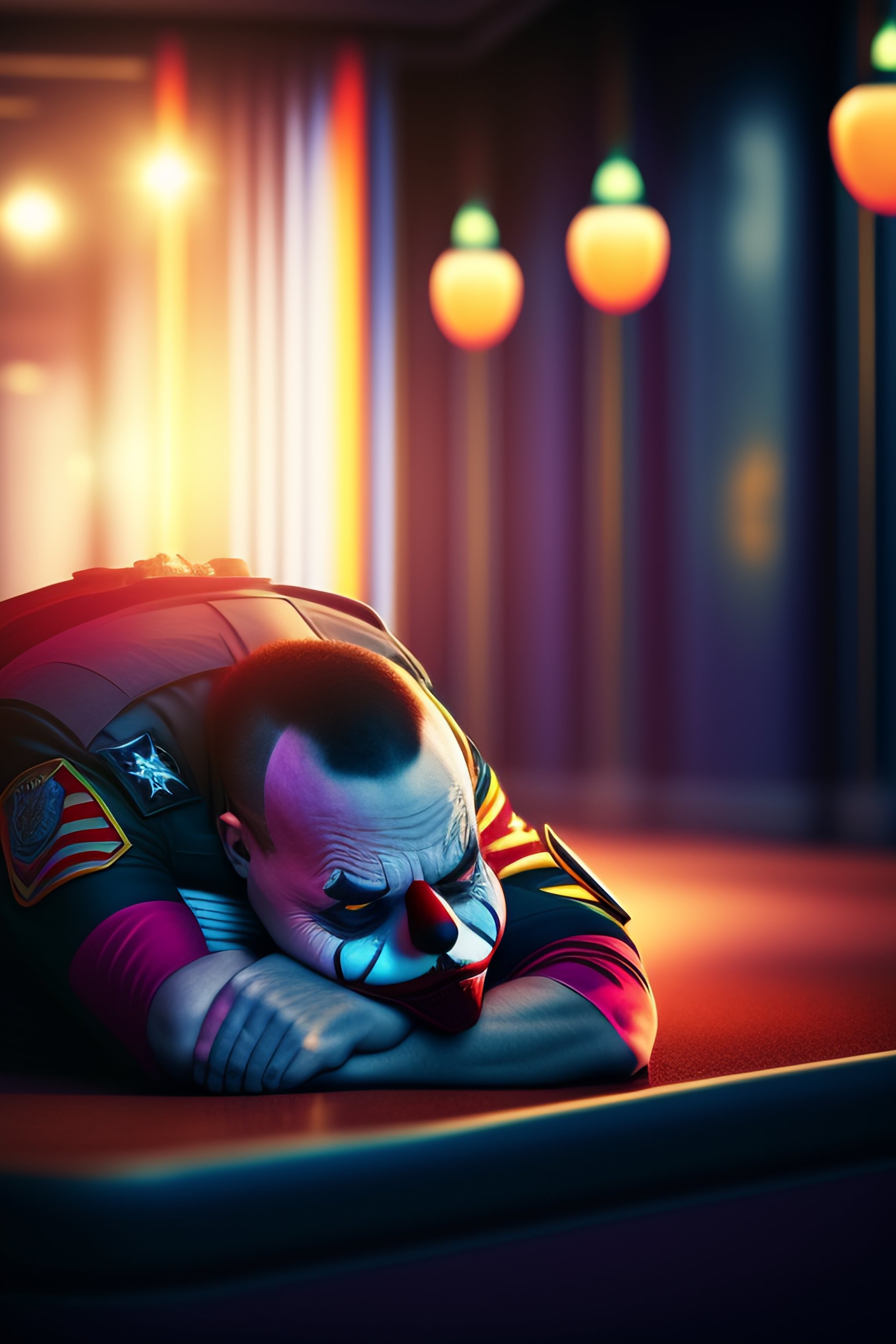Lexica - Evil officer clown sleeping in a high tech casino raid