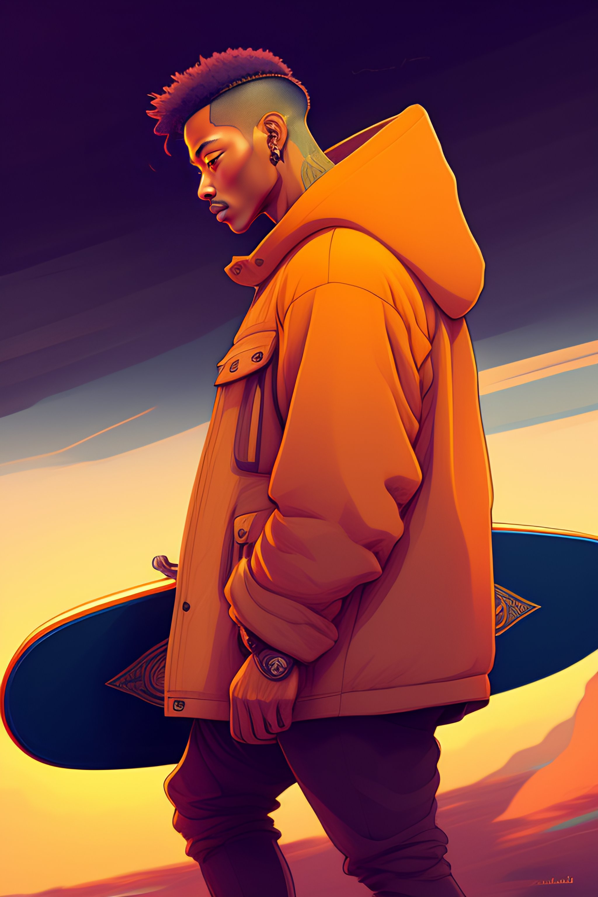 Lexica - A study of cell shaded cartoon of a monk on a skateboard with ...